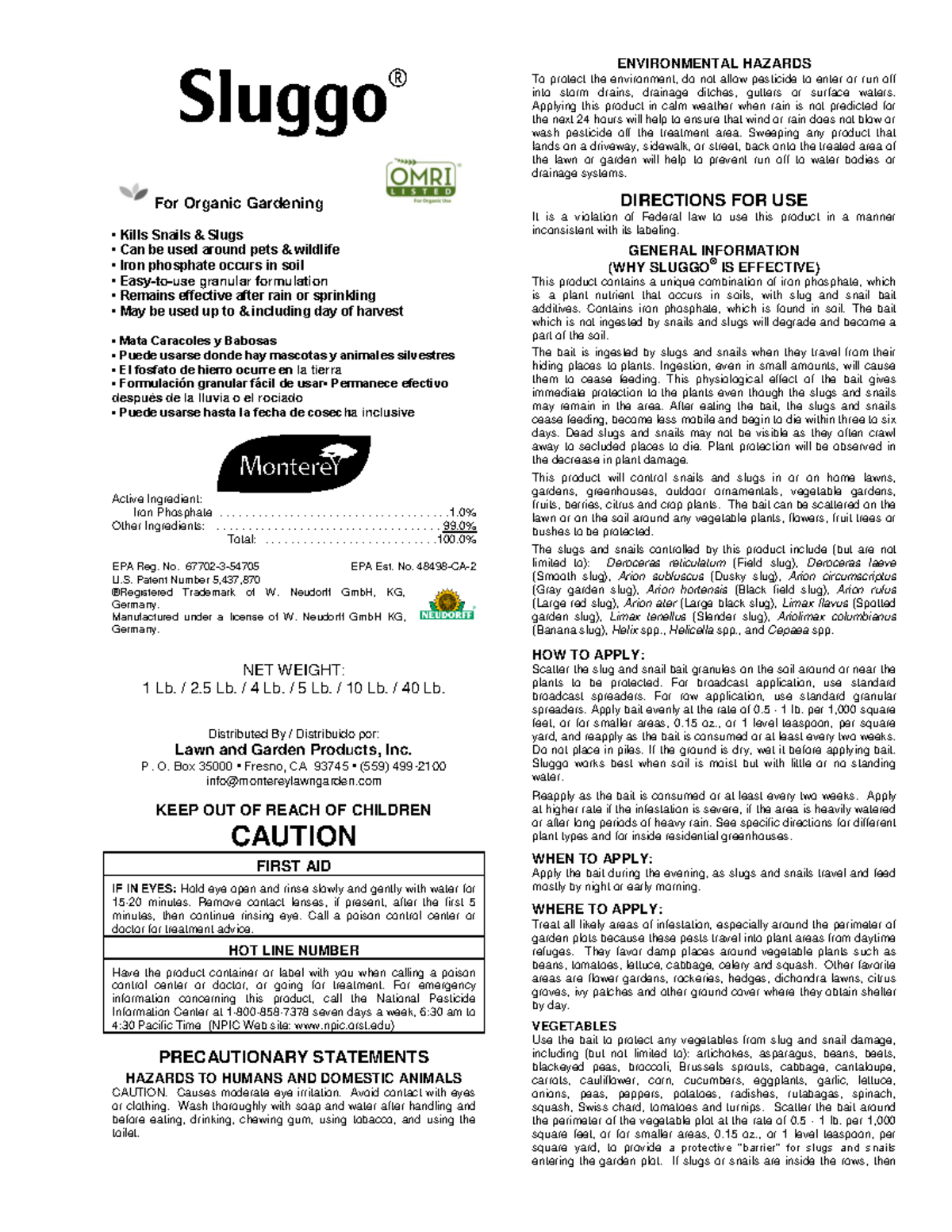 Sluggo 2 column 08 Bilingual - For Organic Gardening Kills Snails ...