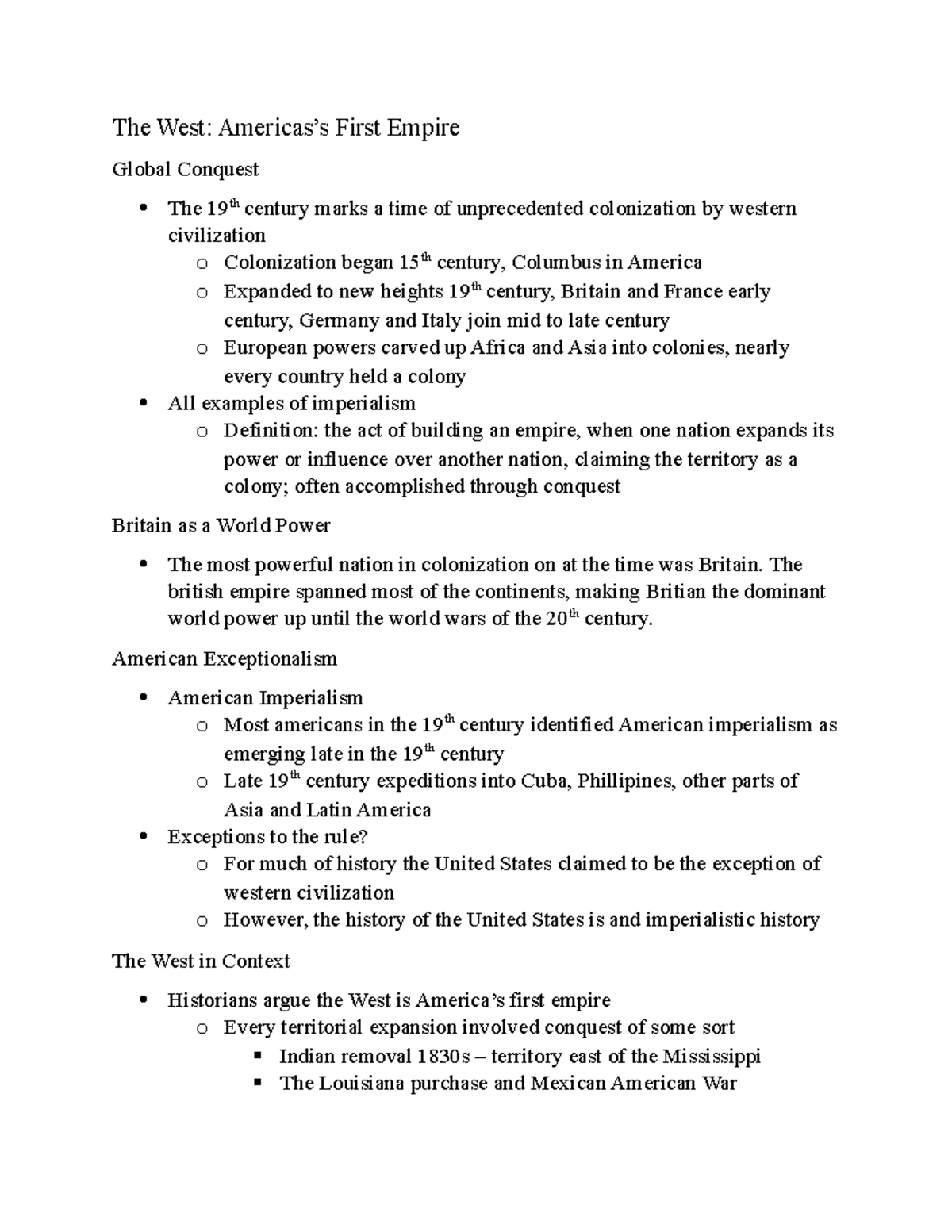 The West Powerpoint Notes - The West: Americas’s First Empire Global ...