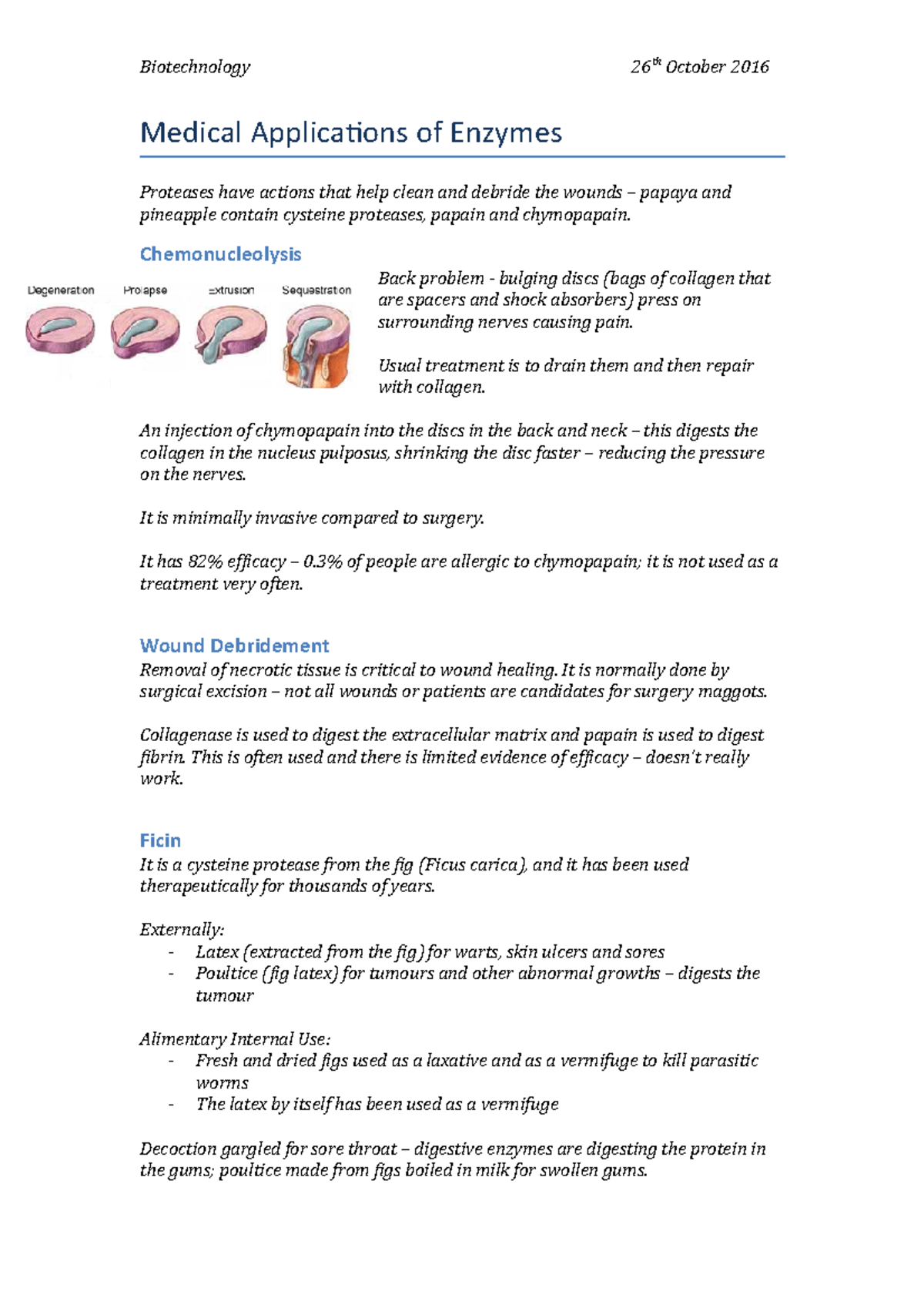 Biotechnology Medical Applications of Enzymes - Biotechnology 26th ...