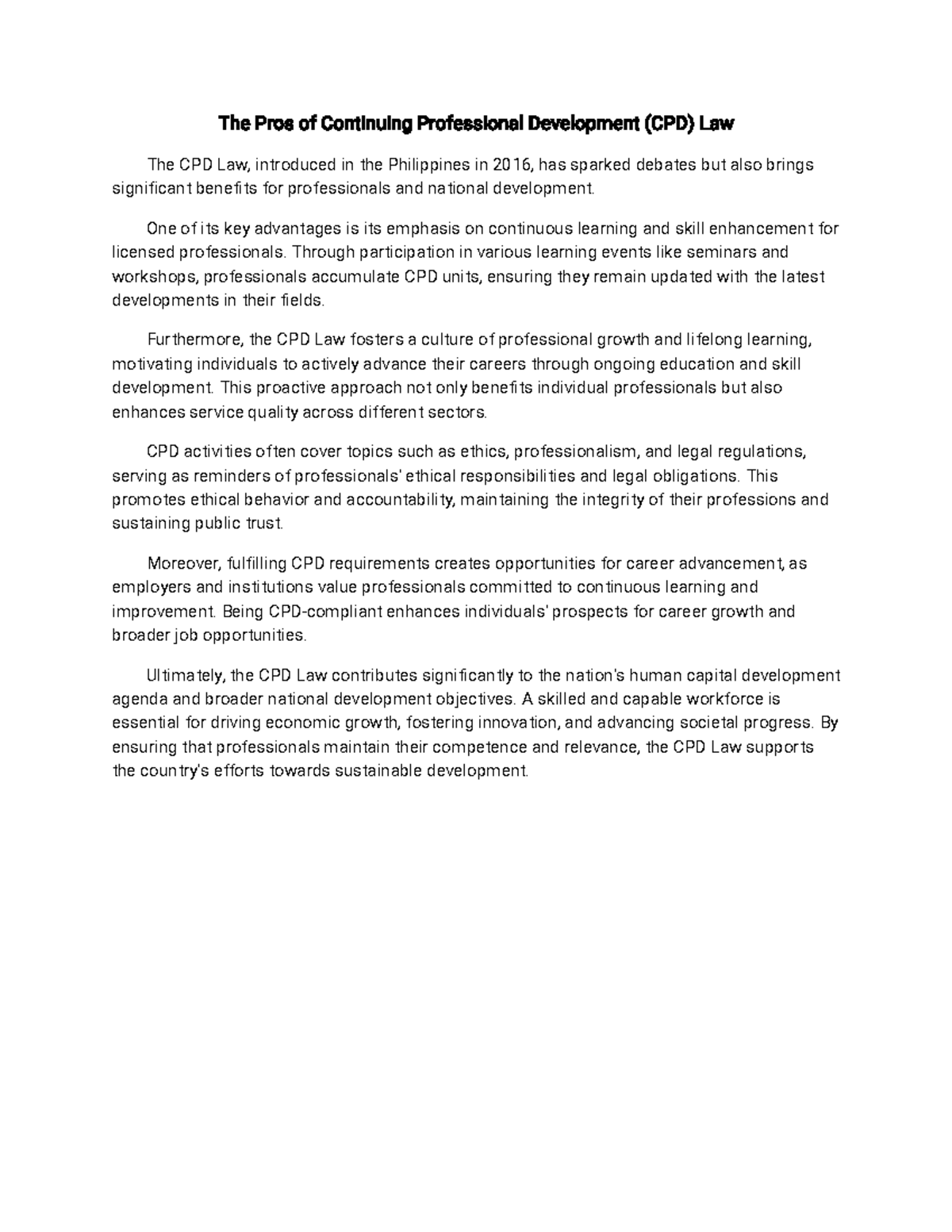 Profprac 1- Activity 2 - The Pros of Continuing Professional ...