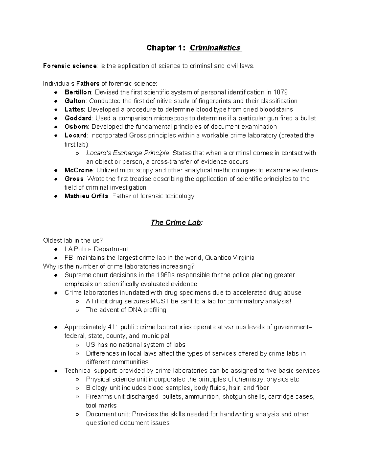 Intro to Forensics Science I - Chapter 1: Criminalistics Forensic science: is the application of ...