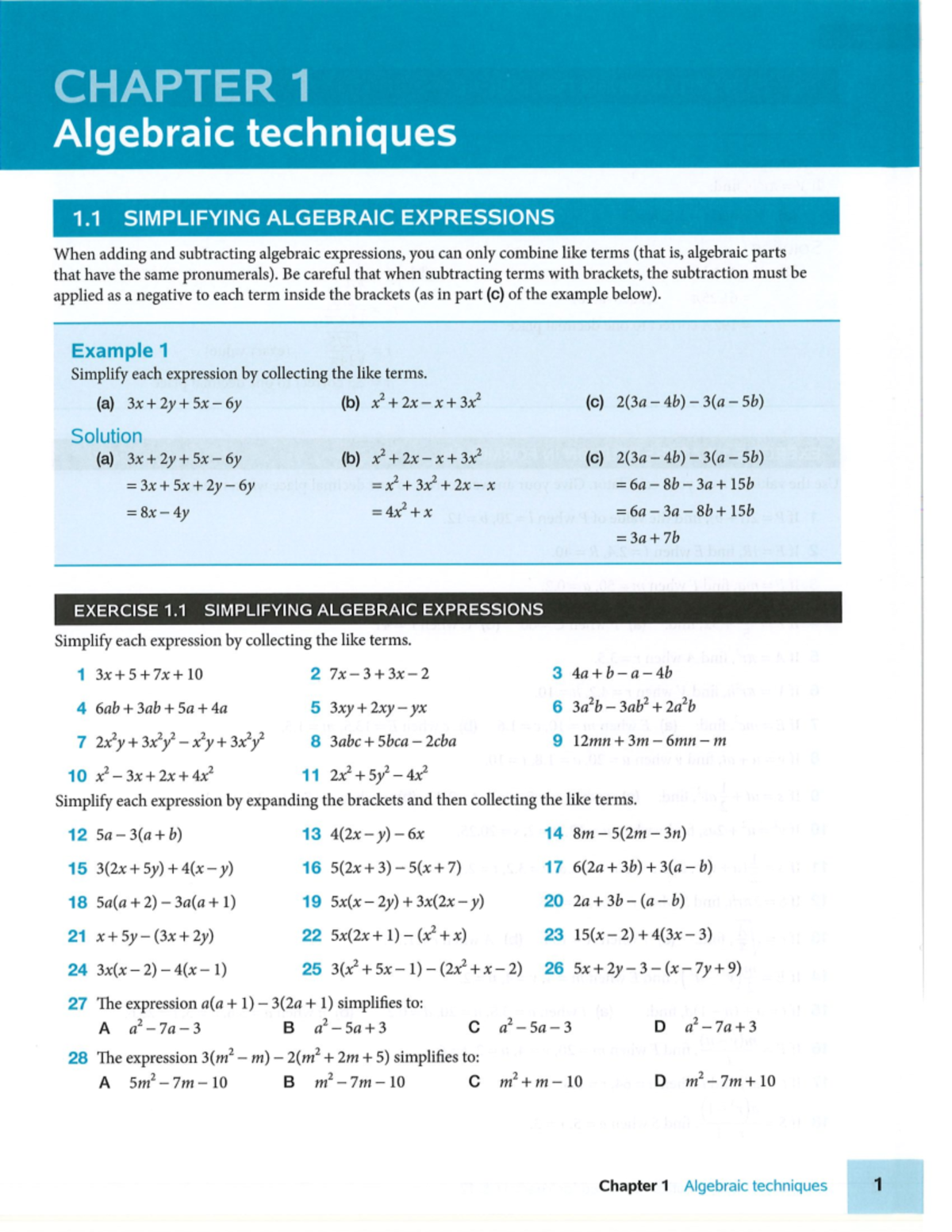 1. Algebraic Techniques and more notes and questions for practise ...