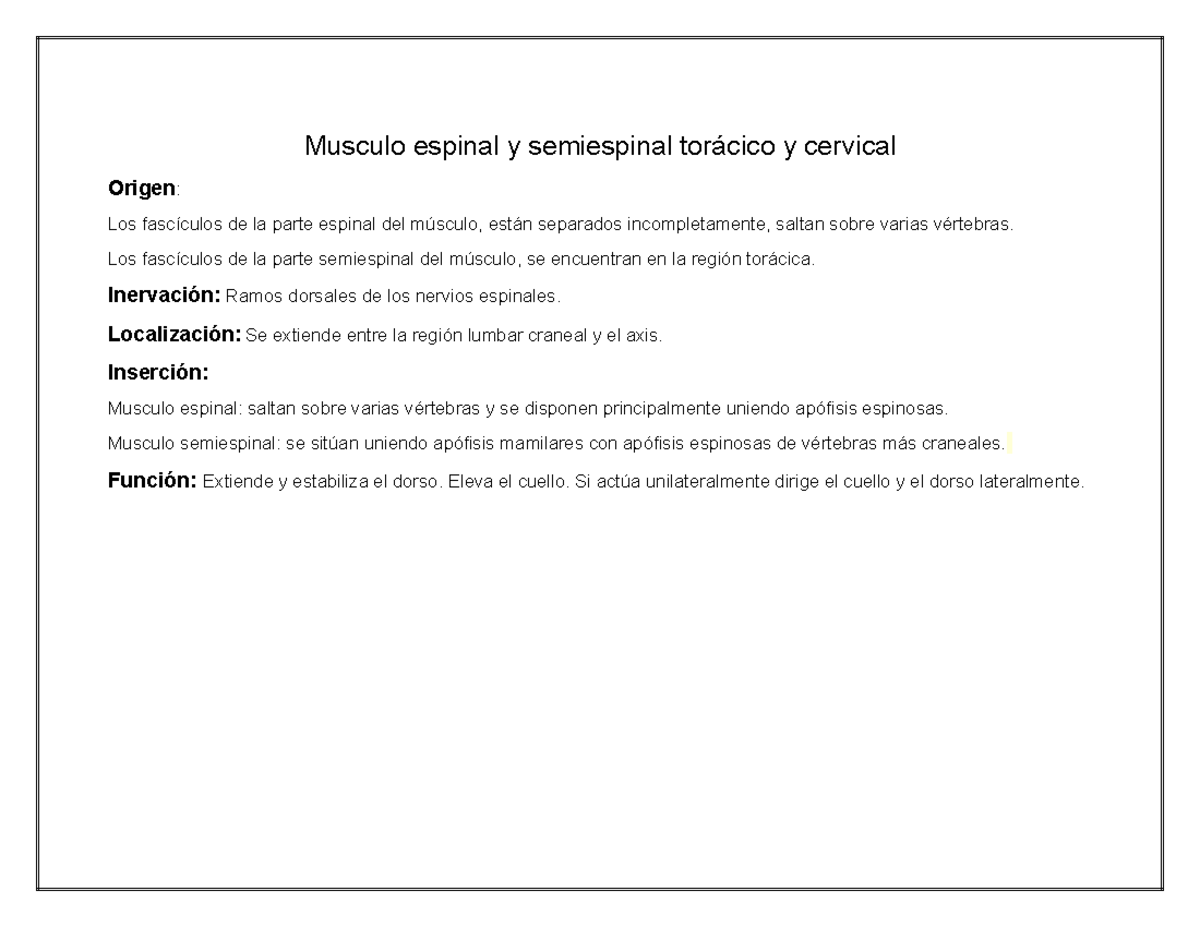 Musculo espinal y semiespinal torácico y cervical - Musculo espinal y ...