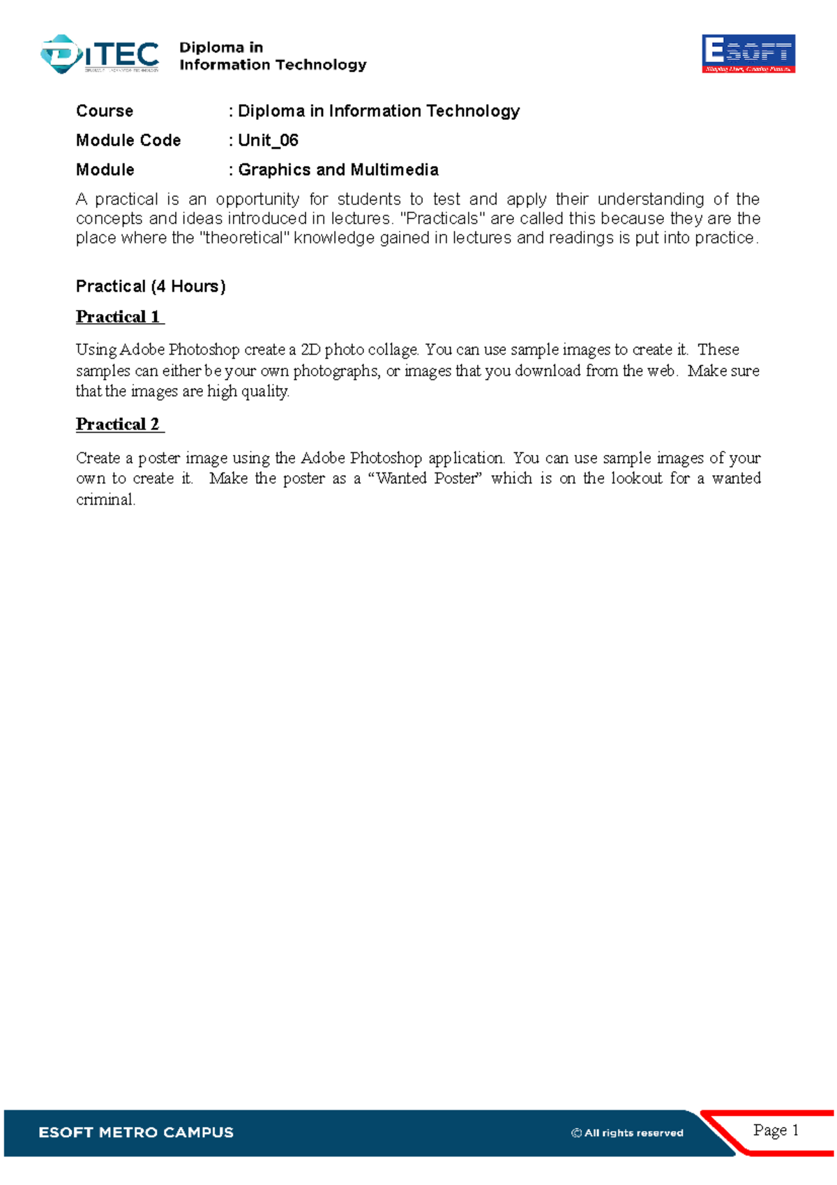 2848-1633683848085-Practical 6.1 [4 hours] - HND in Computing - Studocu