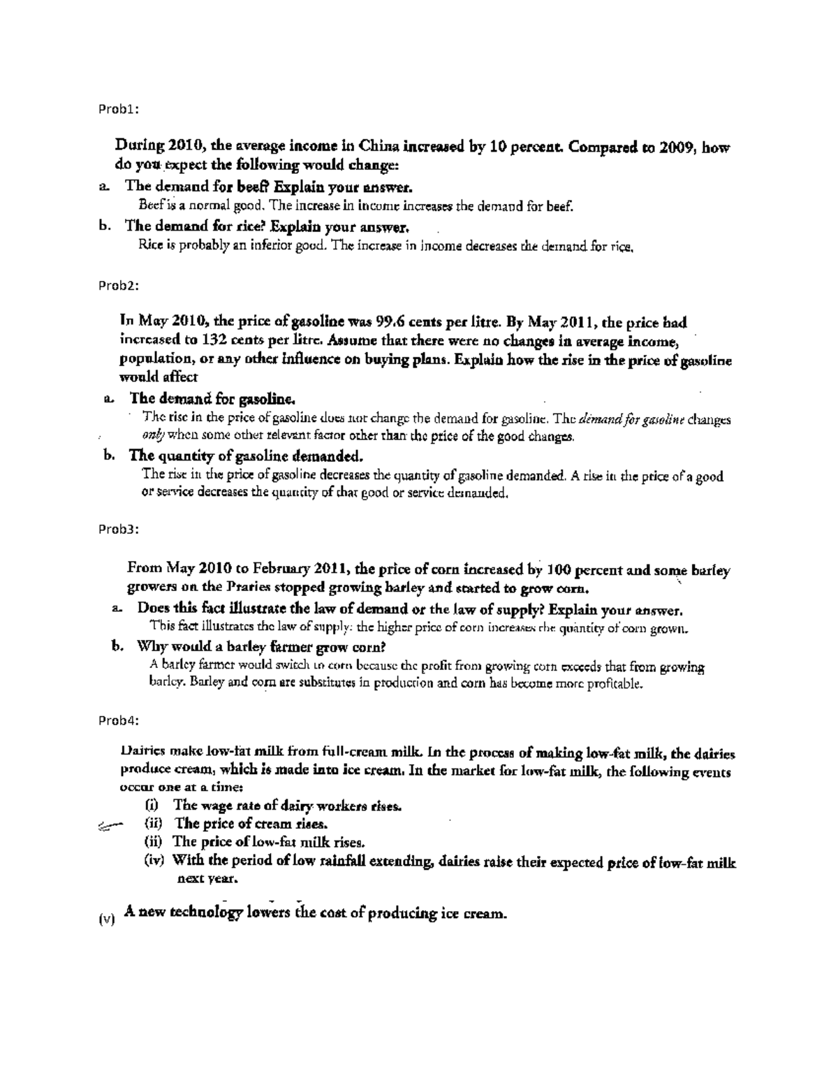Ch3 Problems 2 answers - ECON 101 - ECON 101 - Warning: TT: undefined function: 32 Prob1: Prob2 ...