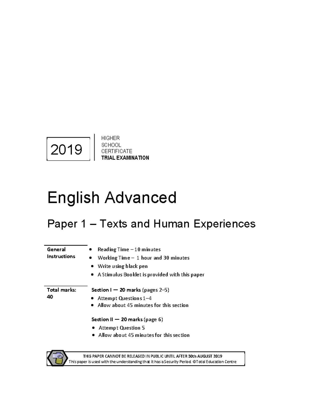 English ADV HSC Paper 1 HExp - English Advanced Paper 1 – Texts and ...