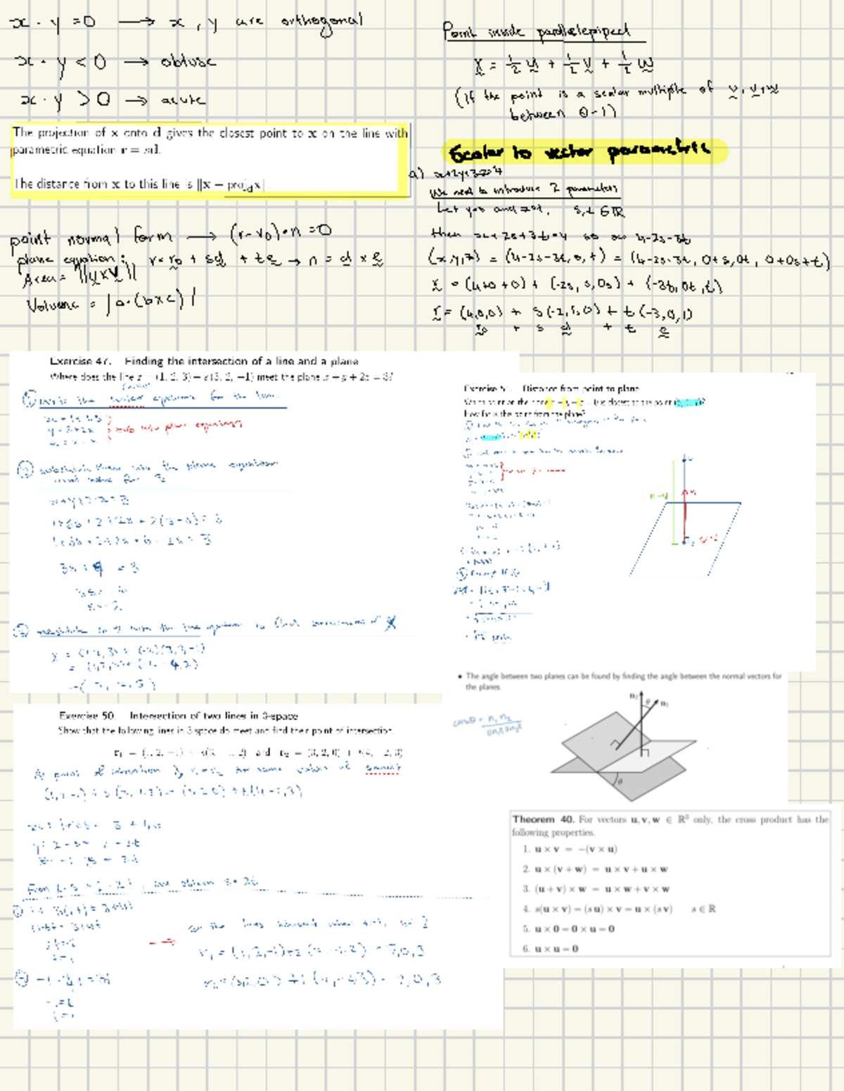 EMTH118 MATRICES AND VECTOR GEOMETRY CHEAT SHEET - x. Y = 0 => x , y ...