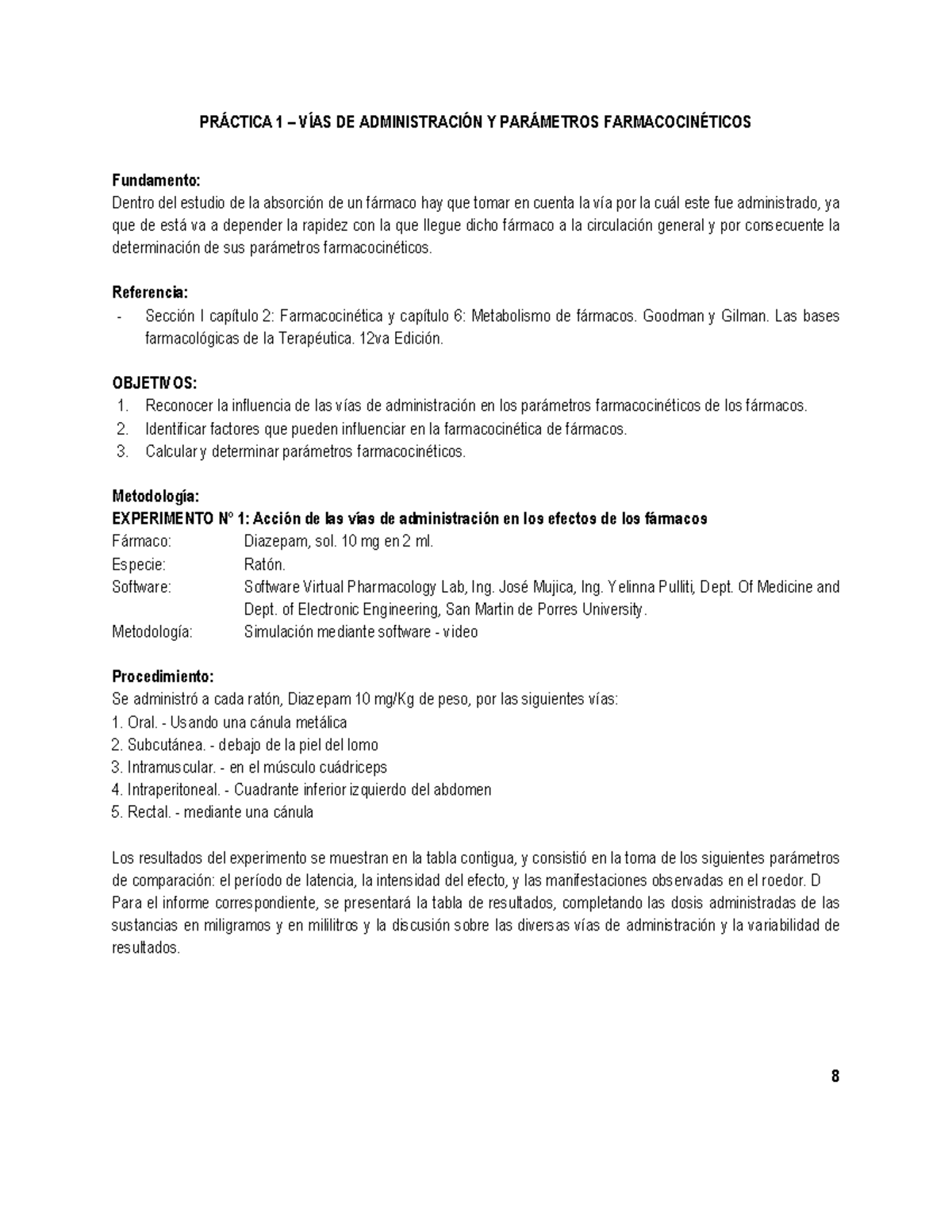Práctica 01 - practica 1 de laboratorio de farmacología - Warning: TT: undefined function: 32 ...