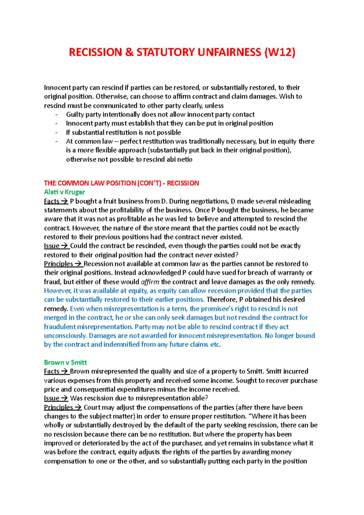 WEEK 12 Vitiating Factors Abuse OF Power THE Common LAW Position AND ...