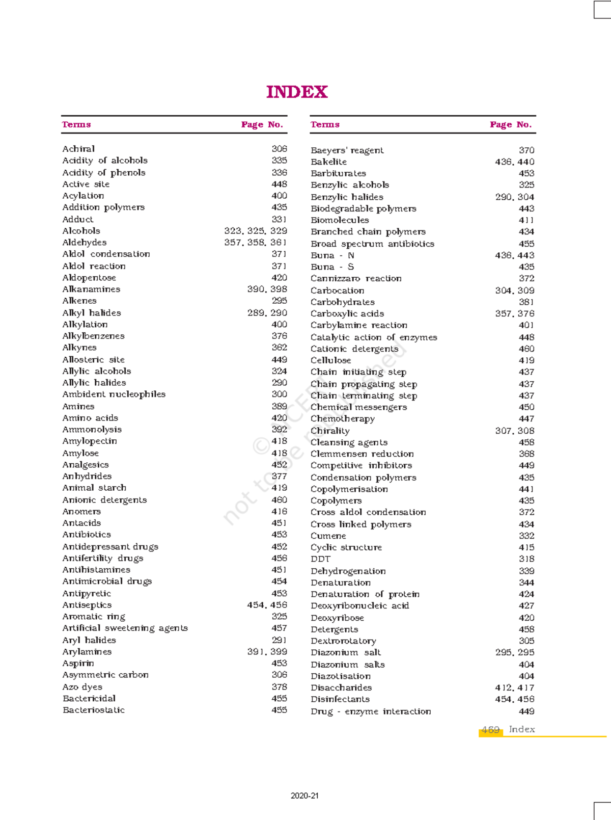 Lech2in Ncert Class 12 Chemistry Text Book Part 2 469 Index Terms