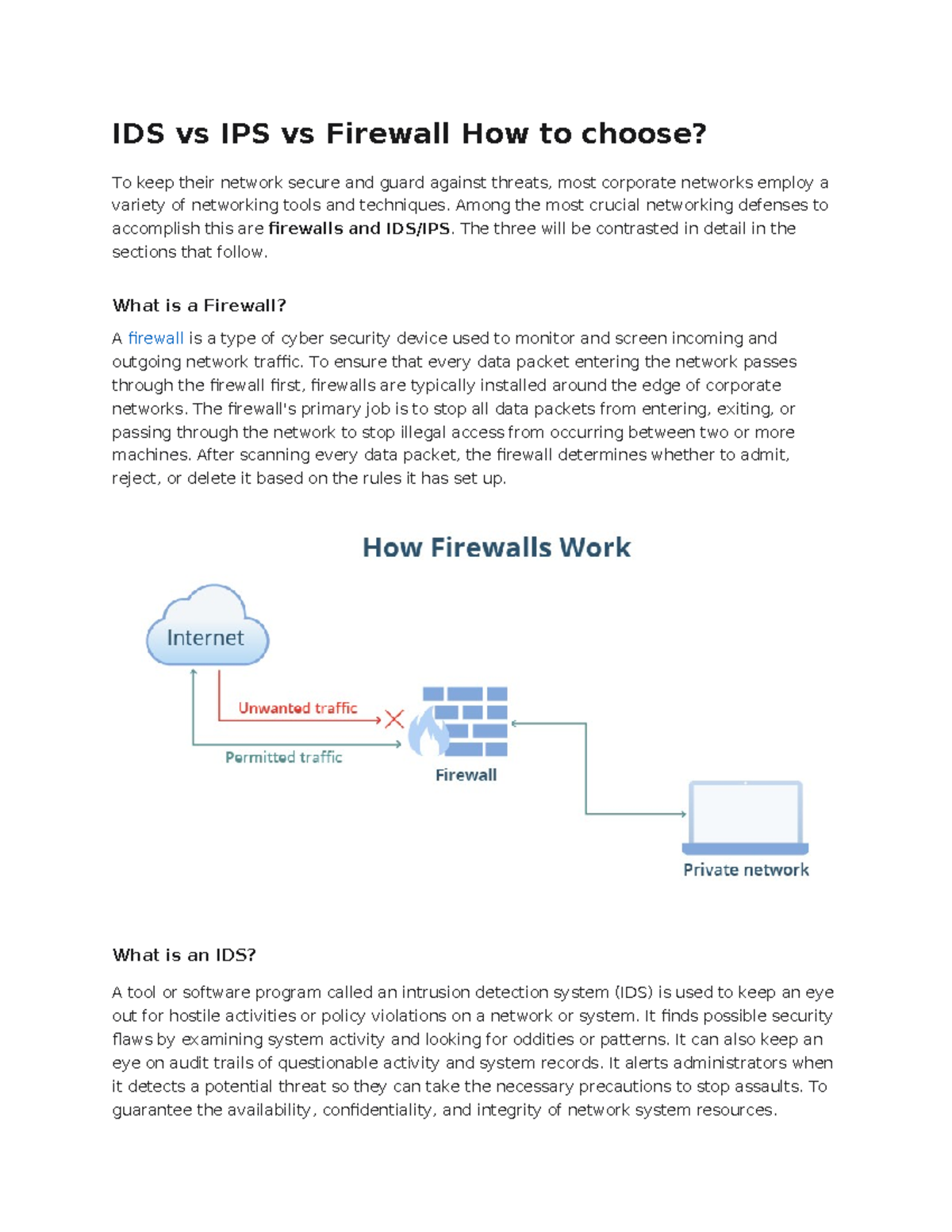 IDS vs IPS vs Firewall How to choose - Among the most crucial ...