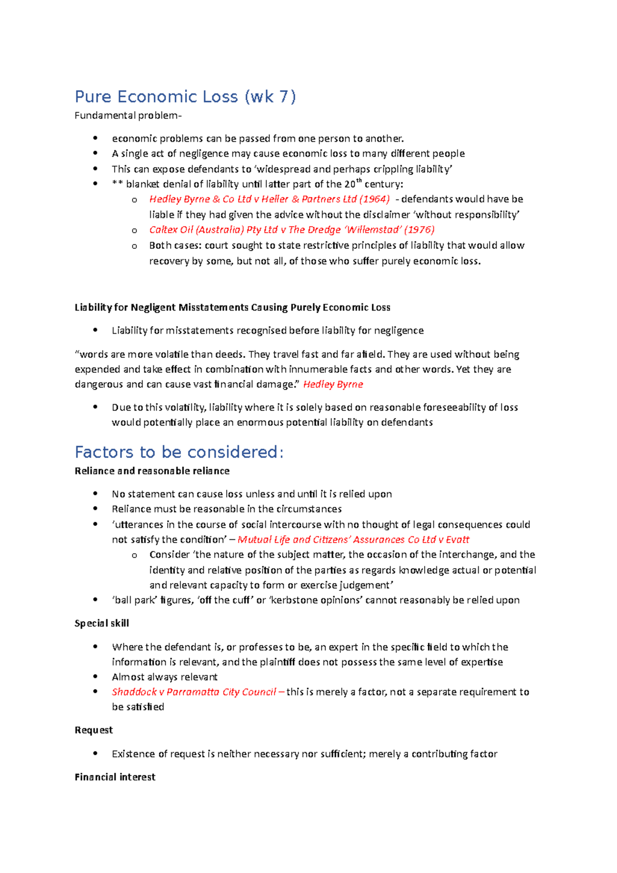 Pure Economic Loss - A single act of negligence may cause economic loss ...