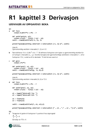 Fullstendig løsning R1-7 - R1 kapittel 7 Anvendelser og modeller LØSNINGER AV OPPGAVENE I BOKA 7 ...