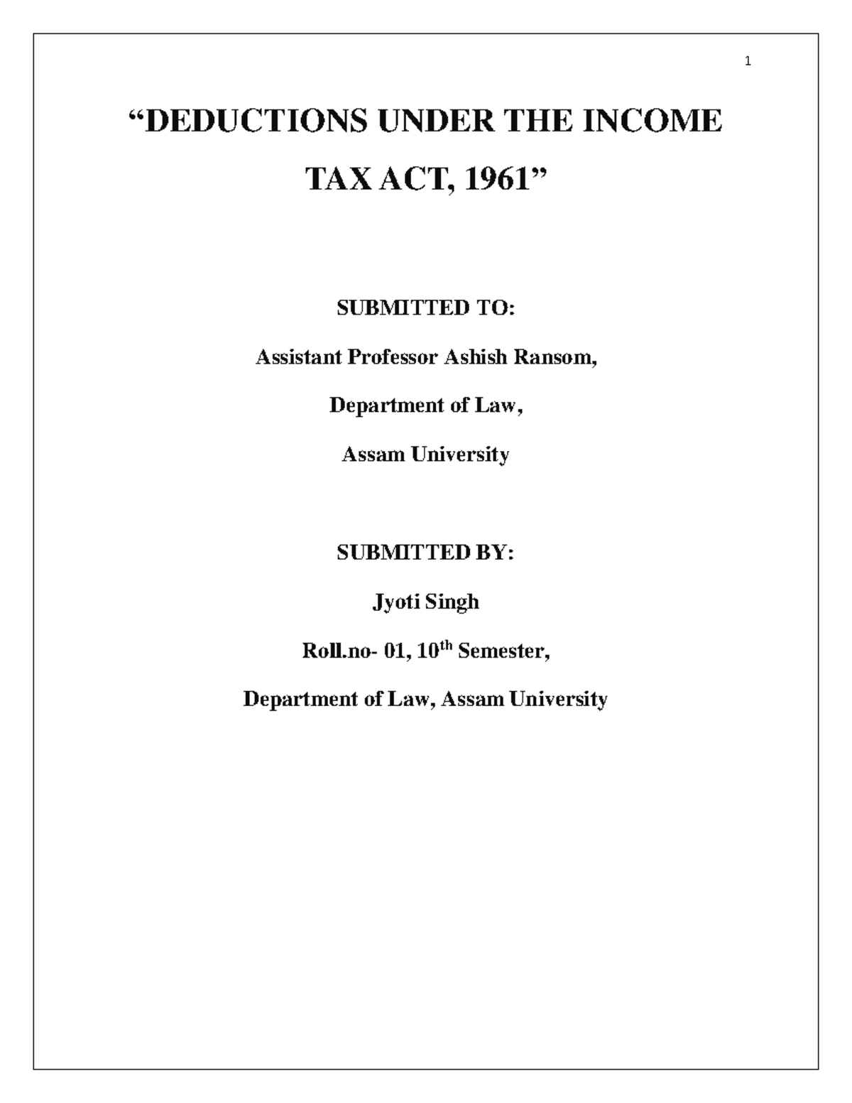 Deductions under income tax act - Warning: TT: undefined function: 32 “DEDUCTIONS UNDER THE ...