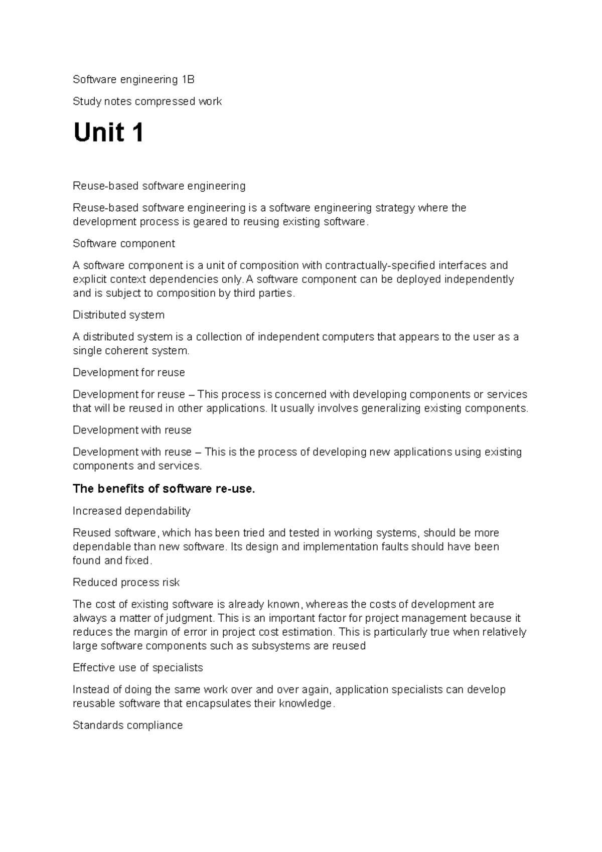 Swe1B study notes - this is my interpretation of software engineering ...