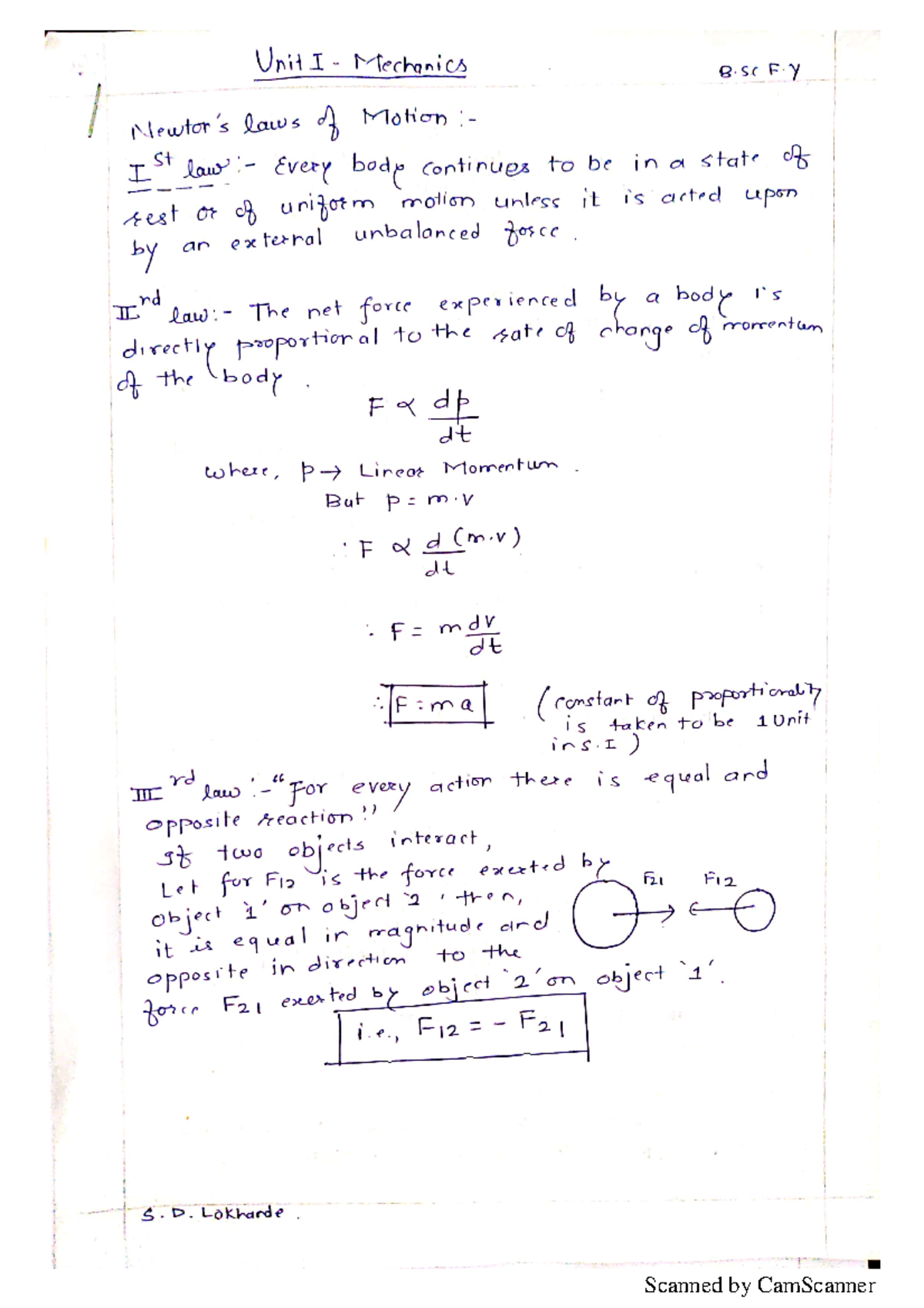 UNIT- I. Mechanics - Practice done - Wave optics - Studocu
