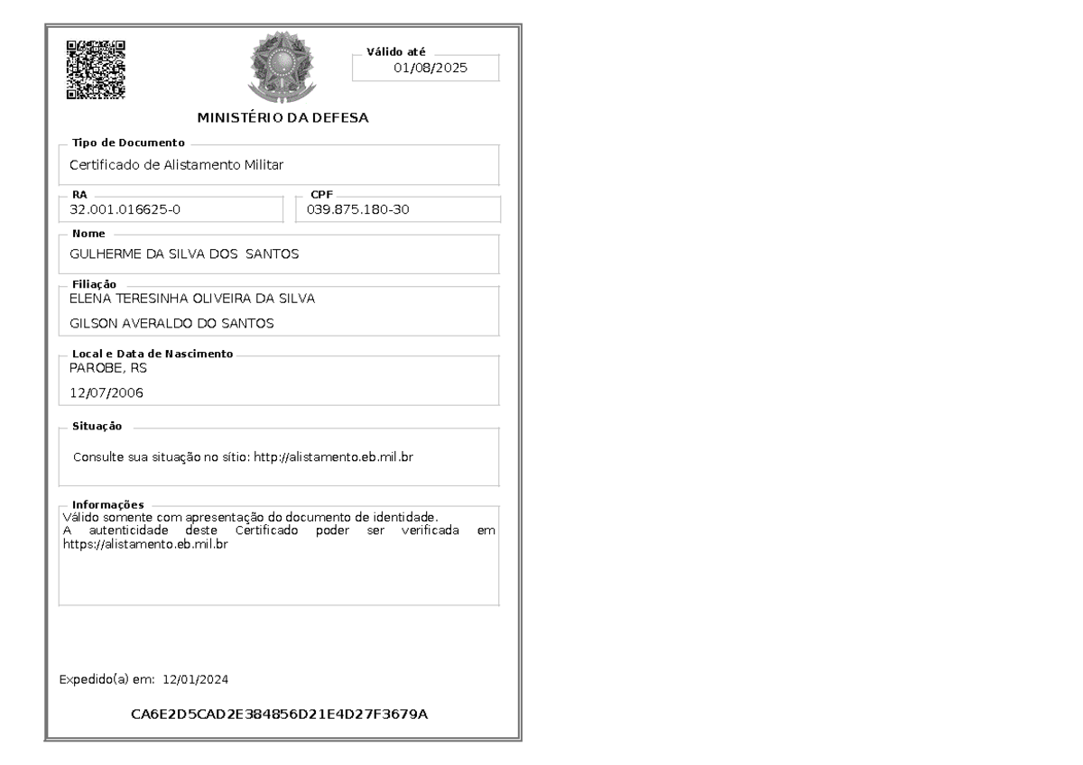 Doc Mil-32001 0166250 - rwer - PAROBE, RS MINISTÉRIO DA DEFESA ...