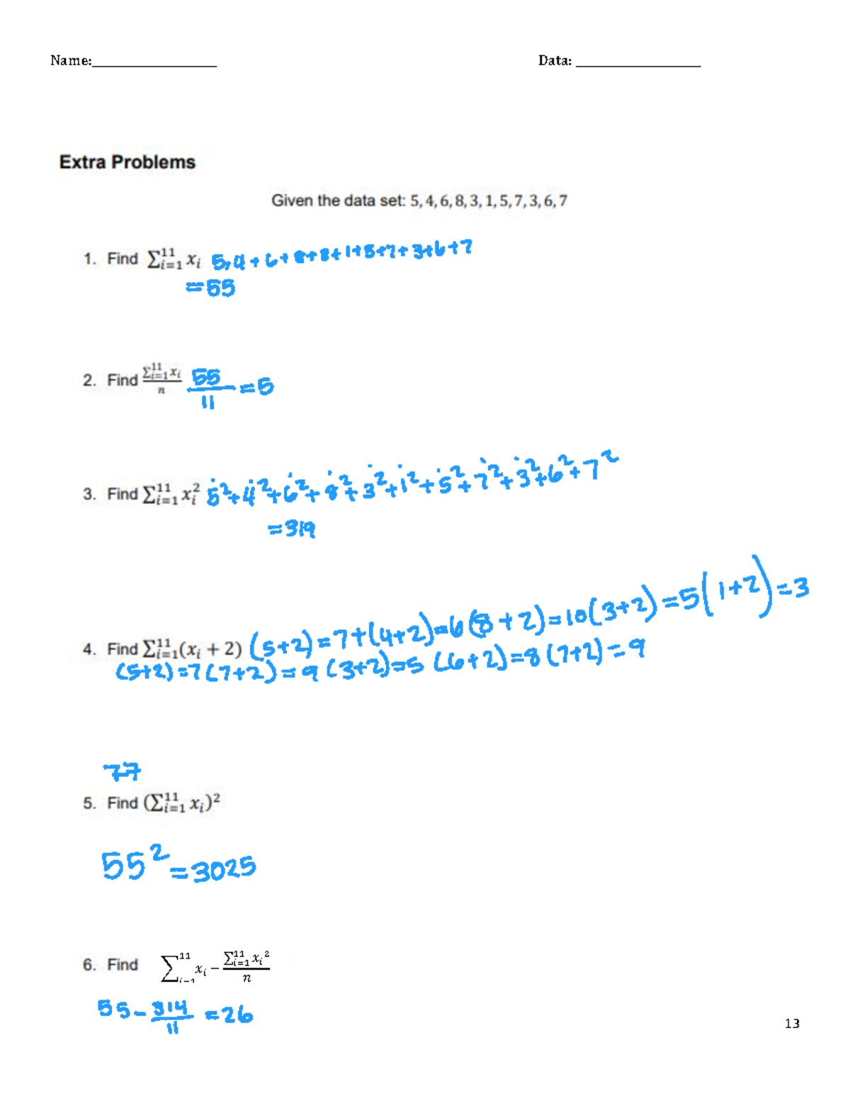 Foundation of statics - notes - Name:______________________ Data ...