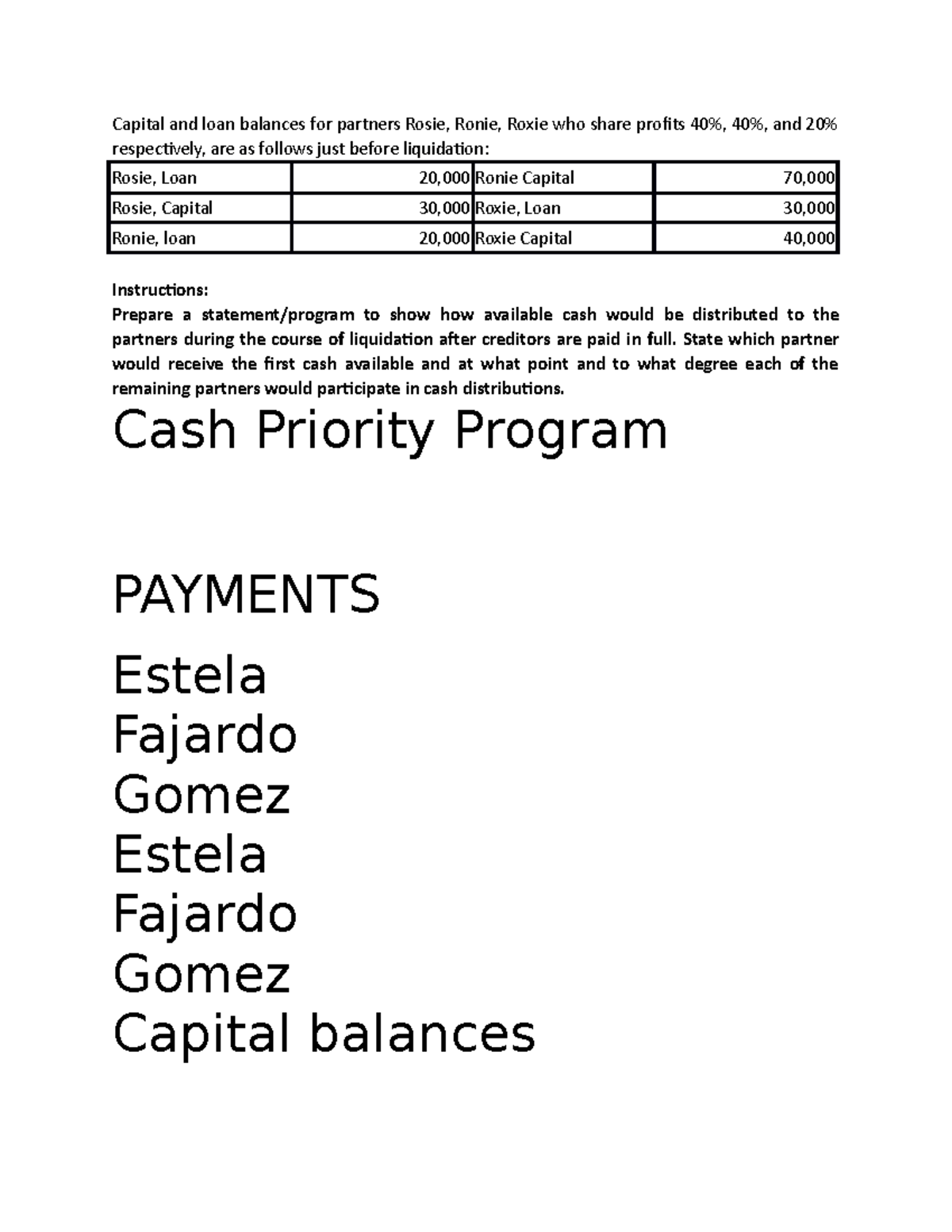 Alexis, Bang, Cang - Acct 201 Practice Problem - Cash Priority Program ...