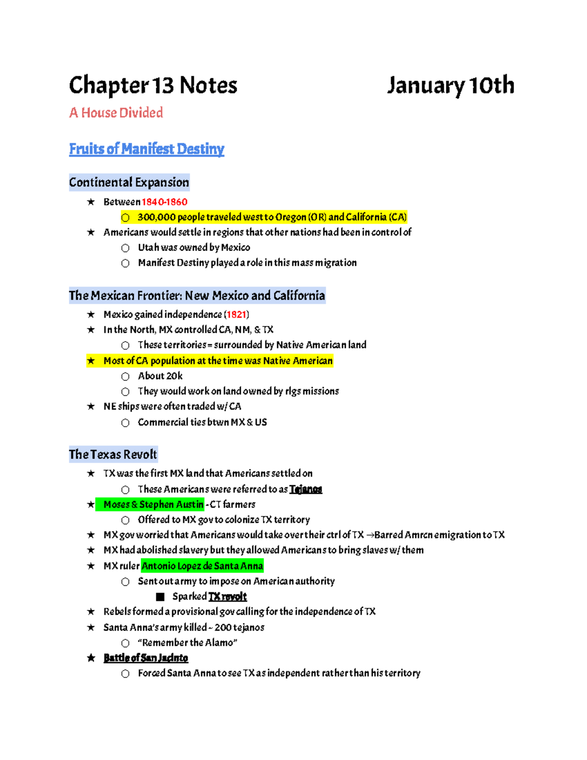 Chapter 13 Notes - 1 10 24 - Chapter 13 Notes January 10th A House ...