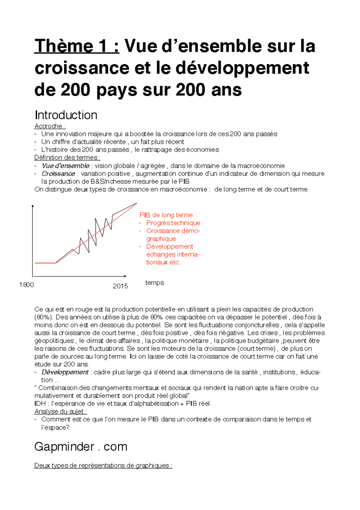 Vue d'ensemble sur la croissance et dvlp - Thème 1 : Vue d’ensemble sur la croissance et le ...