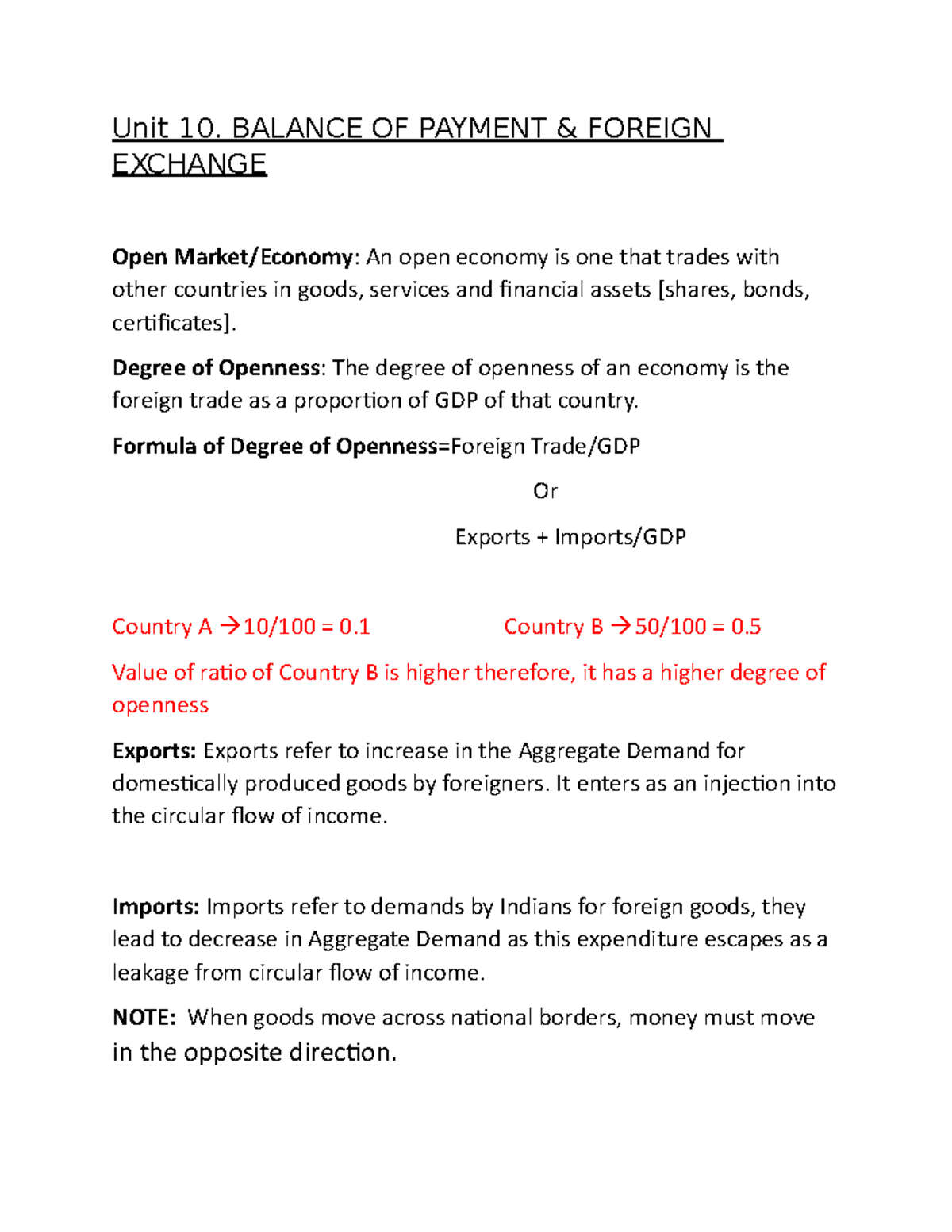 BOP - balance of payments - Unit 10. BALANCE OF PAYMENT & FOREIGN ...