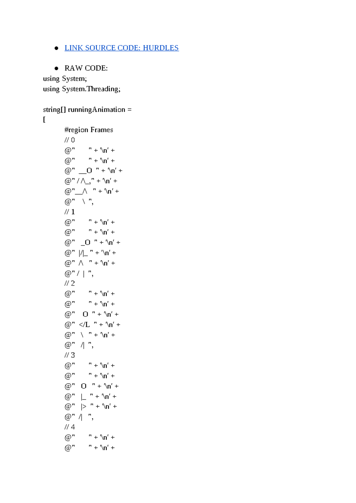 Source CODE - xcvbn - LINK SOURCE CODE: HURDLES RAW CODE: using System ...