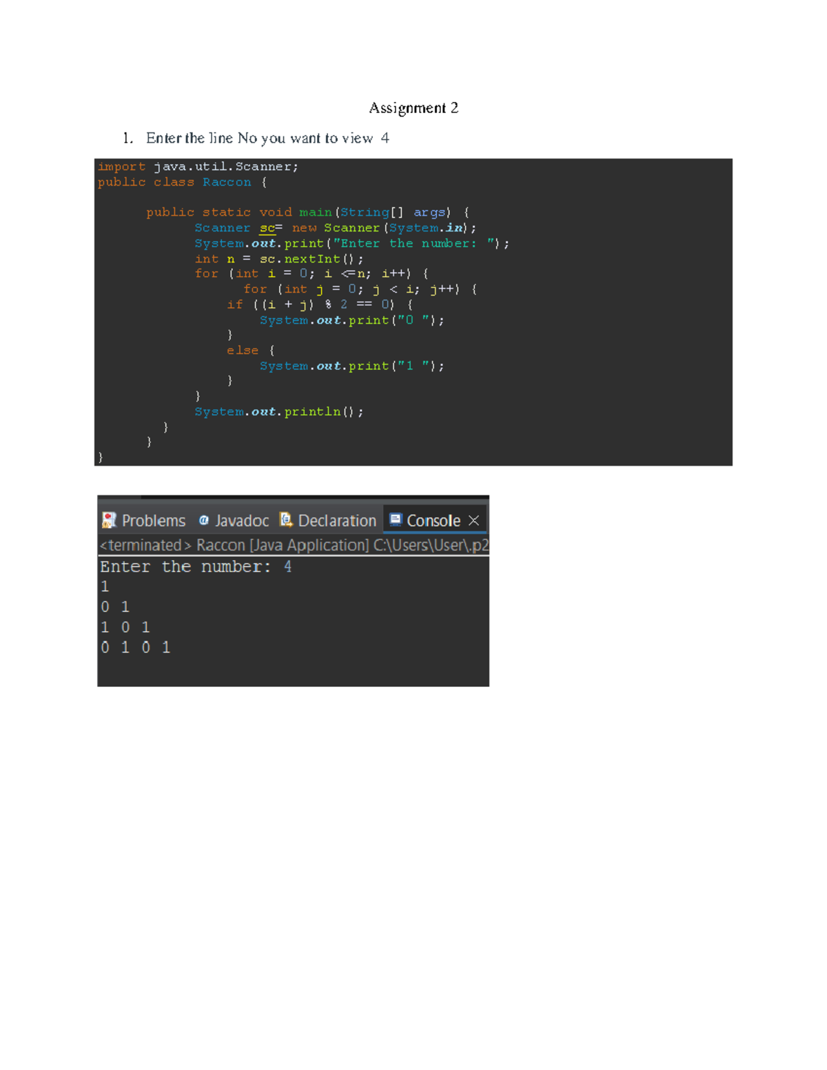 Assignment 2 - star parttern - Assignment 2 1. Enter the line No you ...