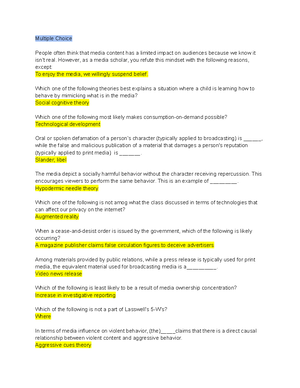 MASS COMM notes - 10/29/ Chapter 10,11,12, 13, 14,15: 1 & 2 (final exam ...