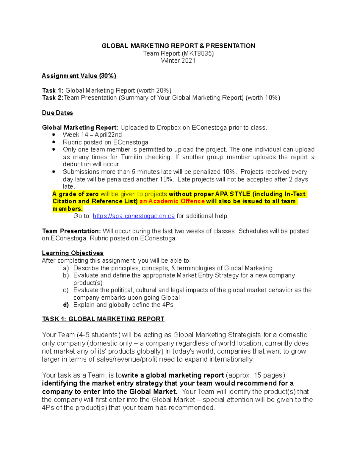 Global Marketing Report F201 - GLOBAL MARKETING REPORT & PRESENTATION ...