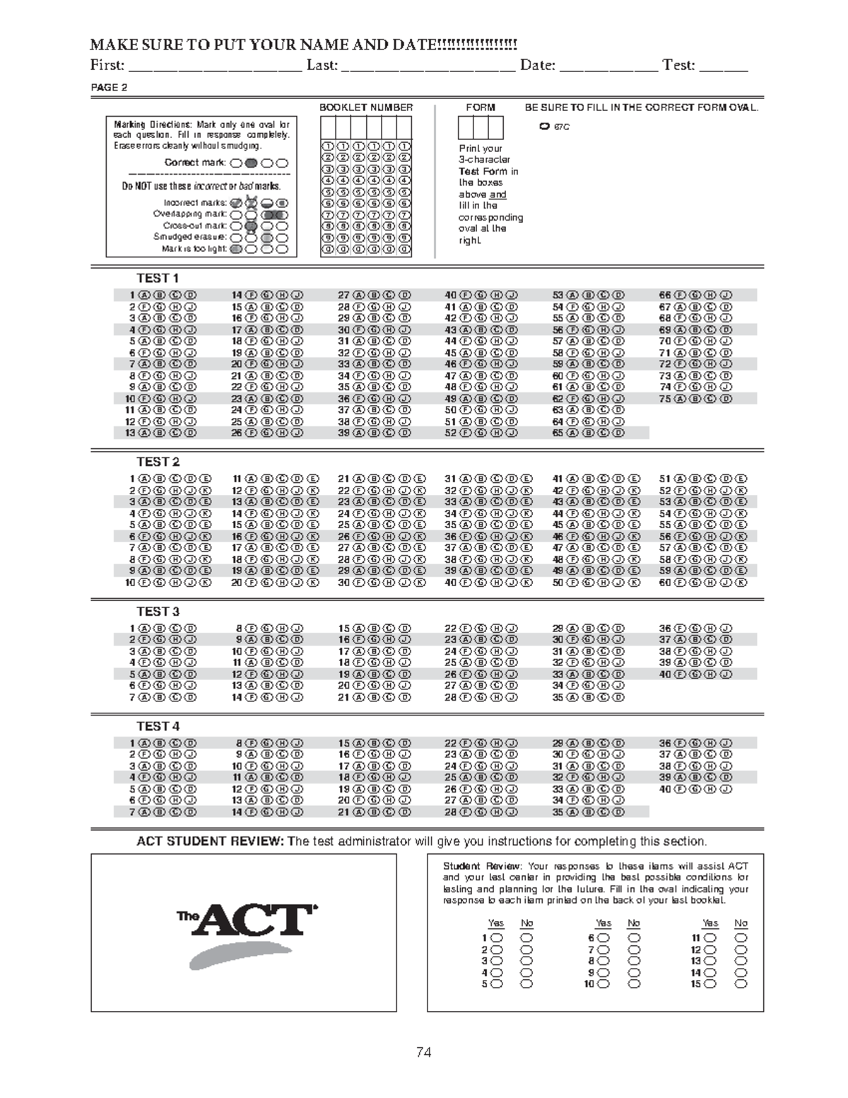 ACT Test D03 December 2020 - \ \ \ \ \ \ \ \ \ 1 2 3 4 5 6 7 8 9 0 ...