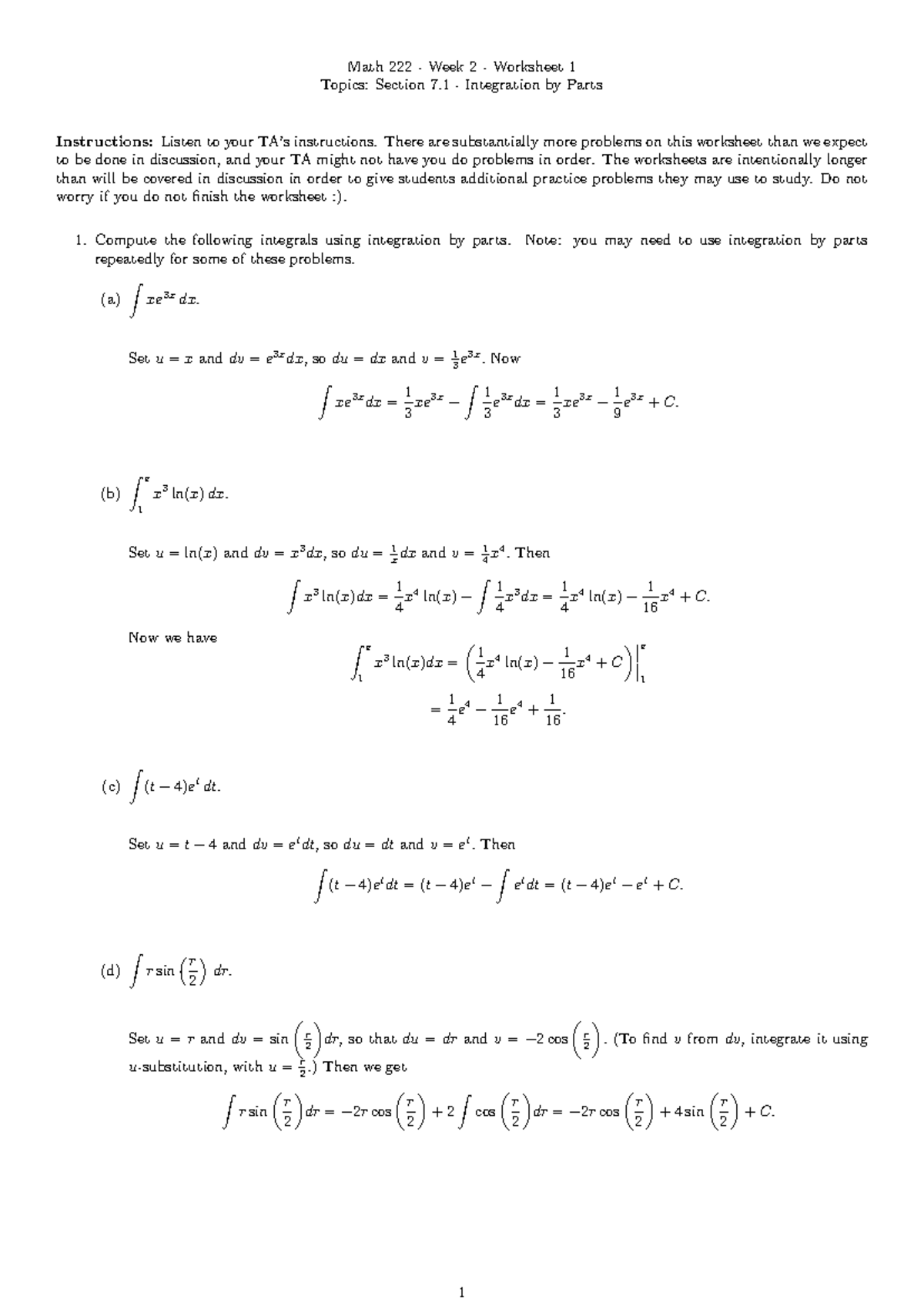 222-Wk2 - Section 7.1 worksheet solved - Math 222 - Week 2 - Worksheet ... 222-Wk2 - Section 7.1 worksheet solved - Math 222 - Week 2 - Worksheet ...