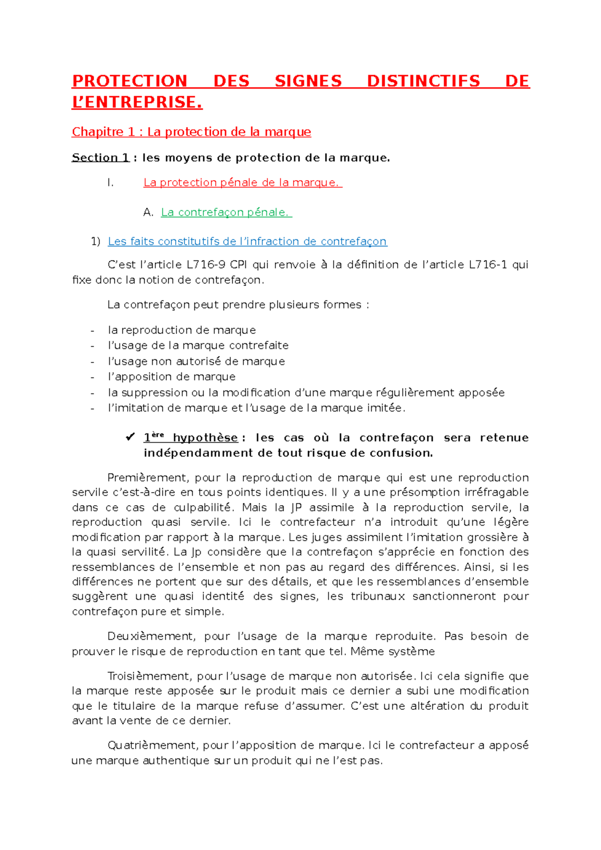 Protection DES Signes Distinctifs DE L’ Entreprise - PROTECTION DES ...