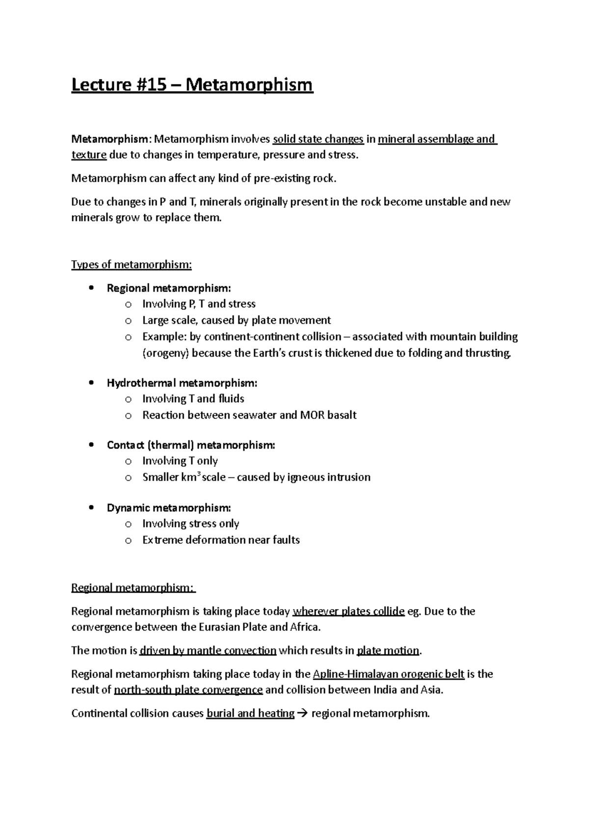 Lecture 15 - Regional Metamorphism - Lecture #15 – Metamorphism ...
