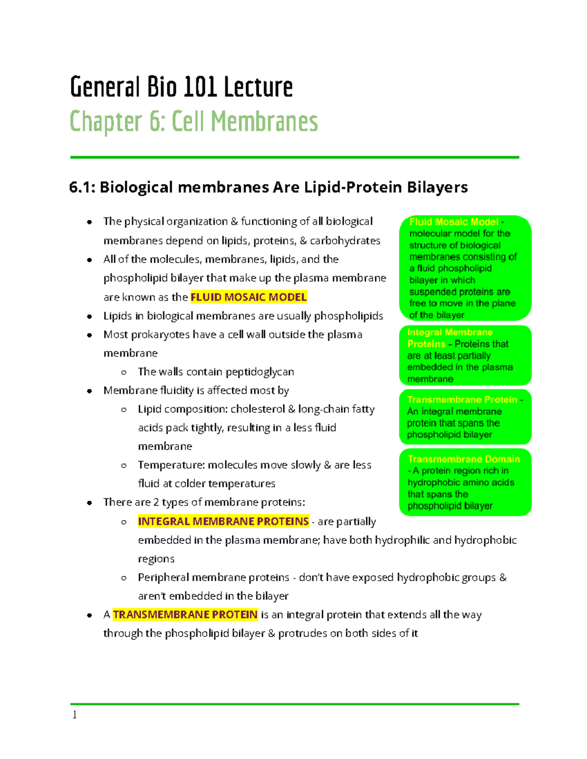 General Bio Ch.6 Notes - General Bio 101 Lecture Chapter 6: Cell ...