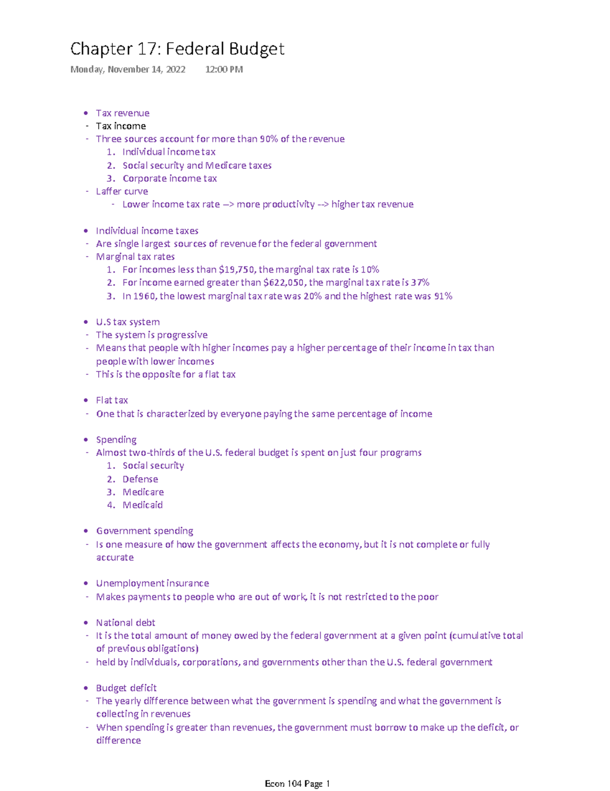 Federal Budget Notes - Tax revenue Tax income Three sources account for ...