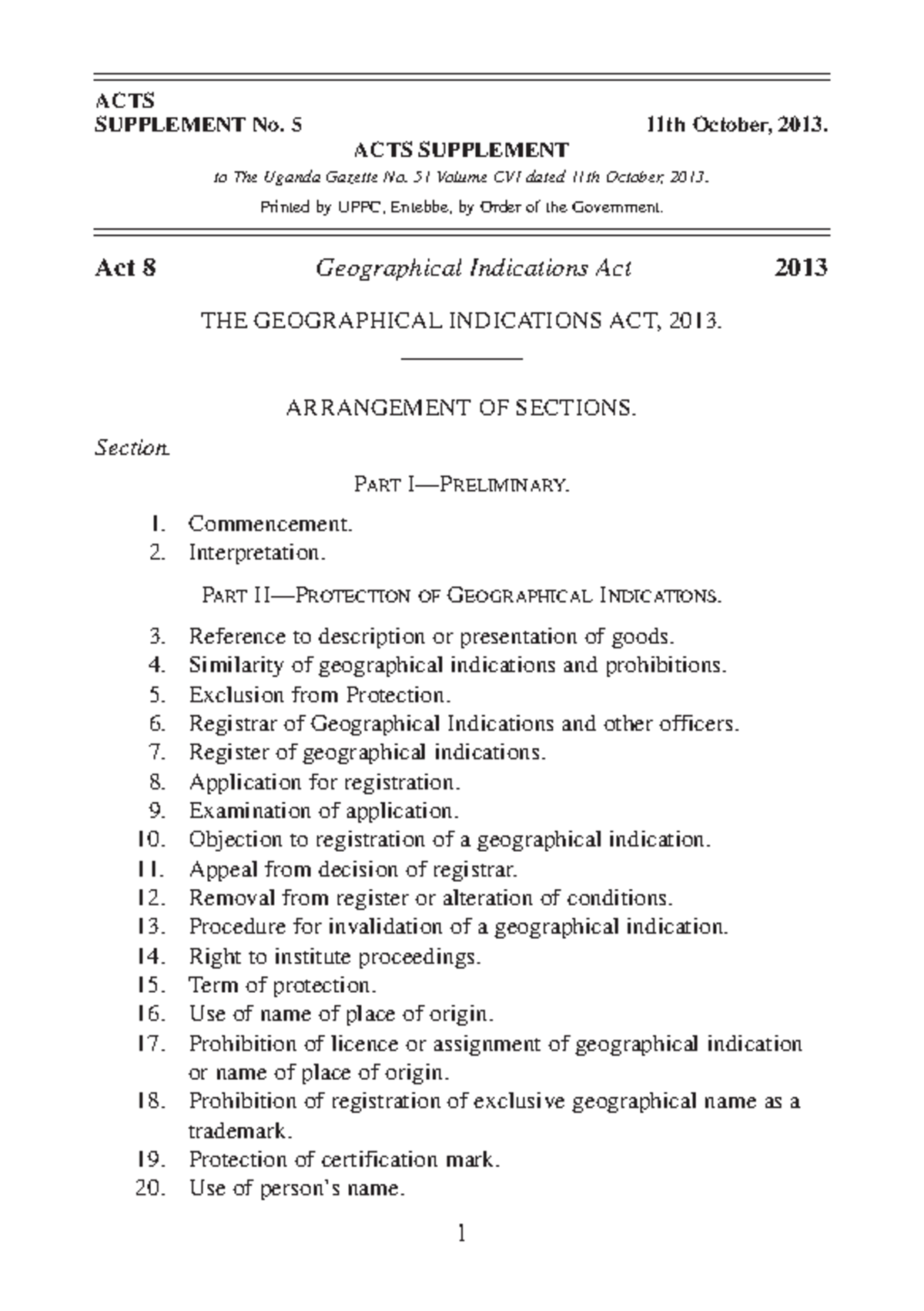 Geographical indicationsact no 8 of 2013 1651212199 - ACTS SUPPLEMENT ...