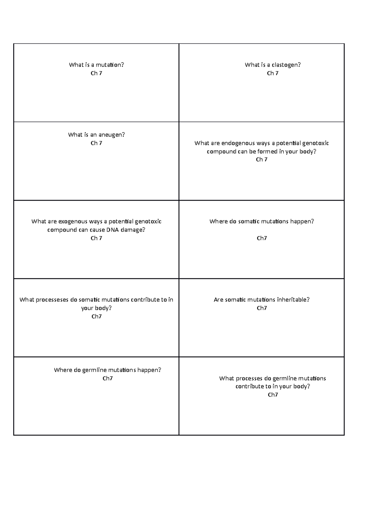 Week 5 toxicology flashcards chapter 7 +8 - What is a mutation? Ch 7 ...