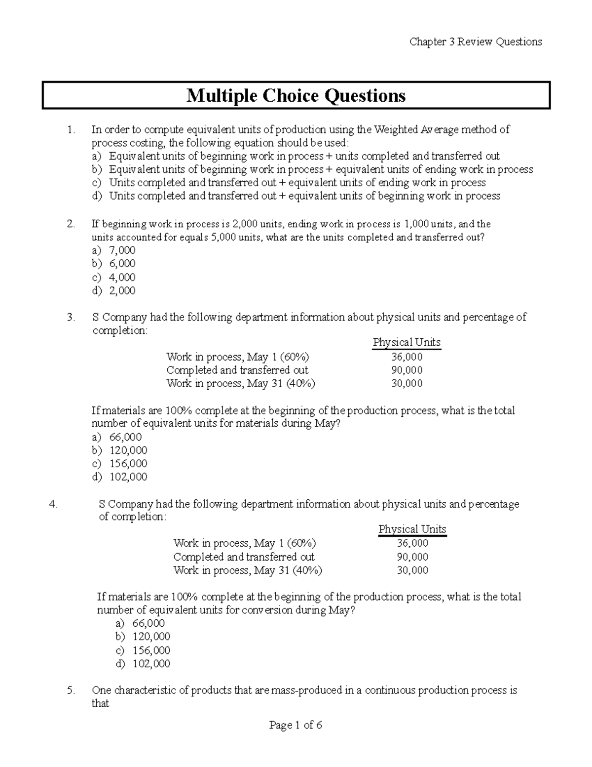 Chapter 3 QUE - This is coursework for Intro. to Accounting I ...