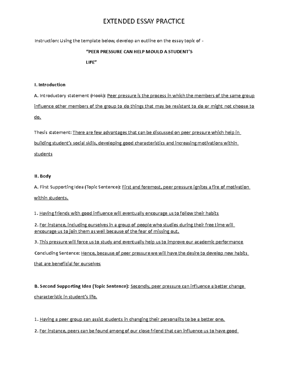 Practice 1 Argumentative Essay - EXTENDED ESSAY PRACTICE Instruction ...