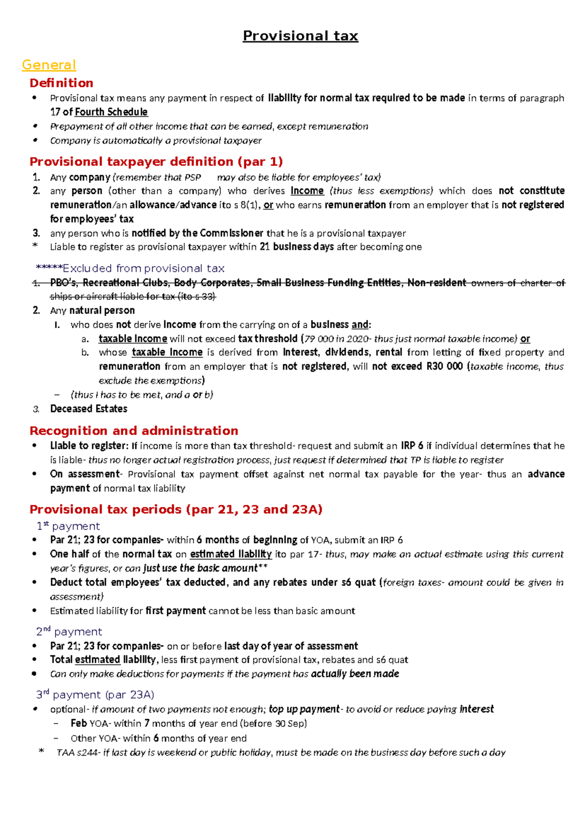 12. Provisional tax - Provisional tax General Definition Provisional ...