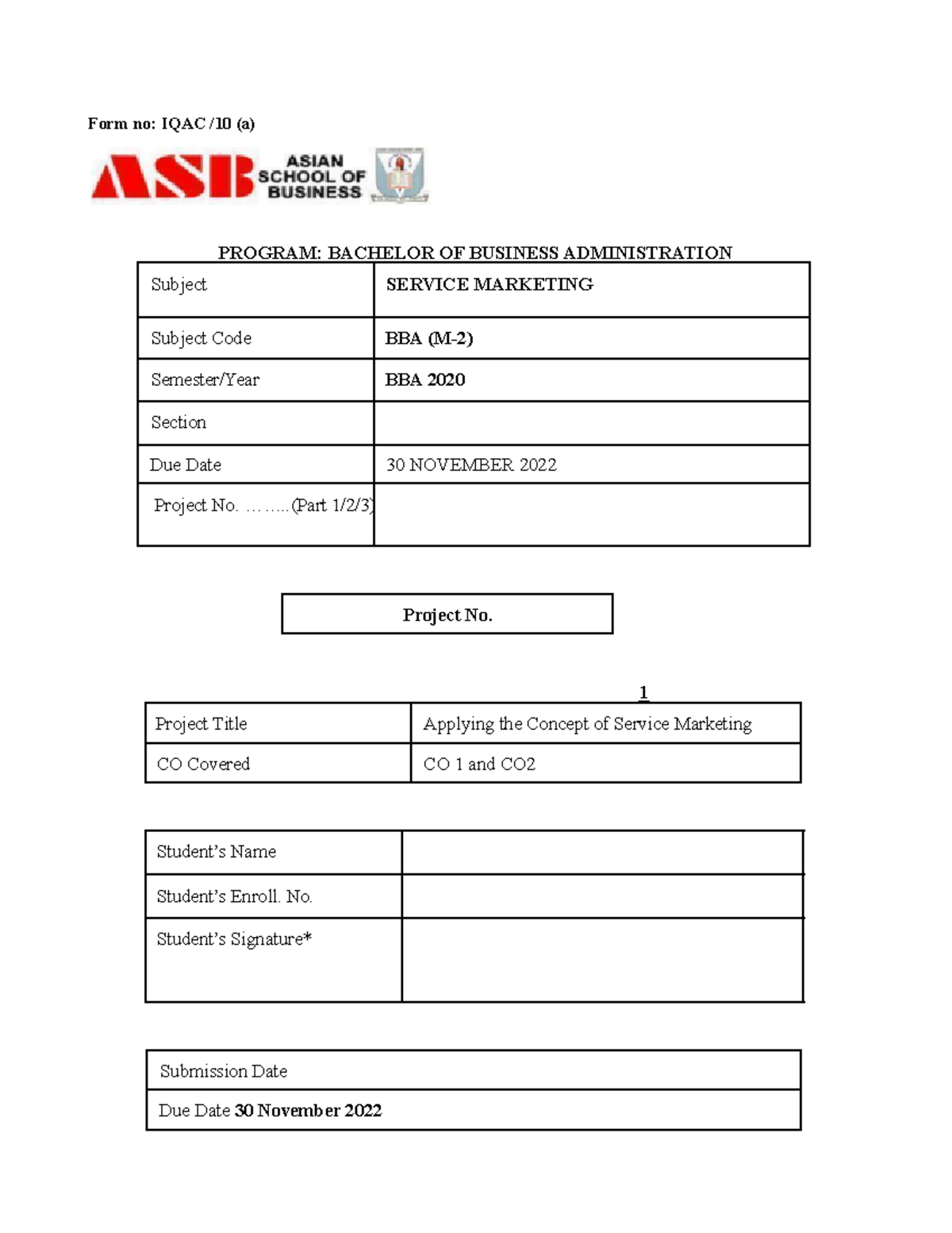 BBA -5 SM Mini-Project 1.docx - Form no: IQAC /10 (a) PROGRAM: BACHELOR ...