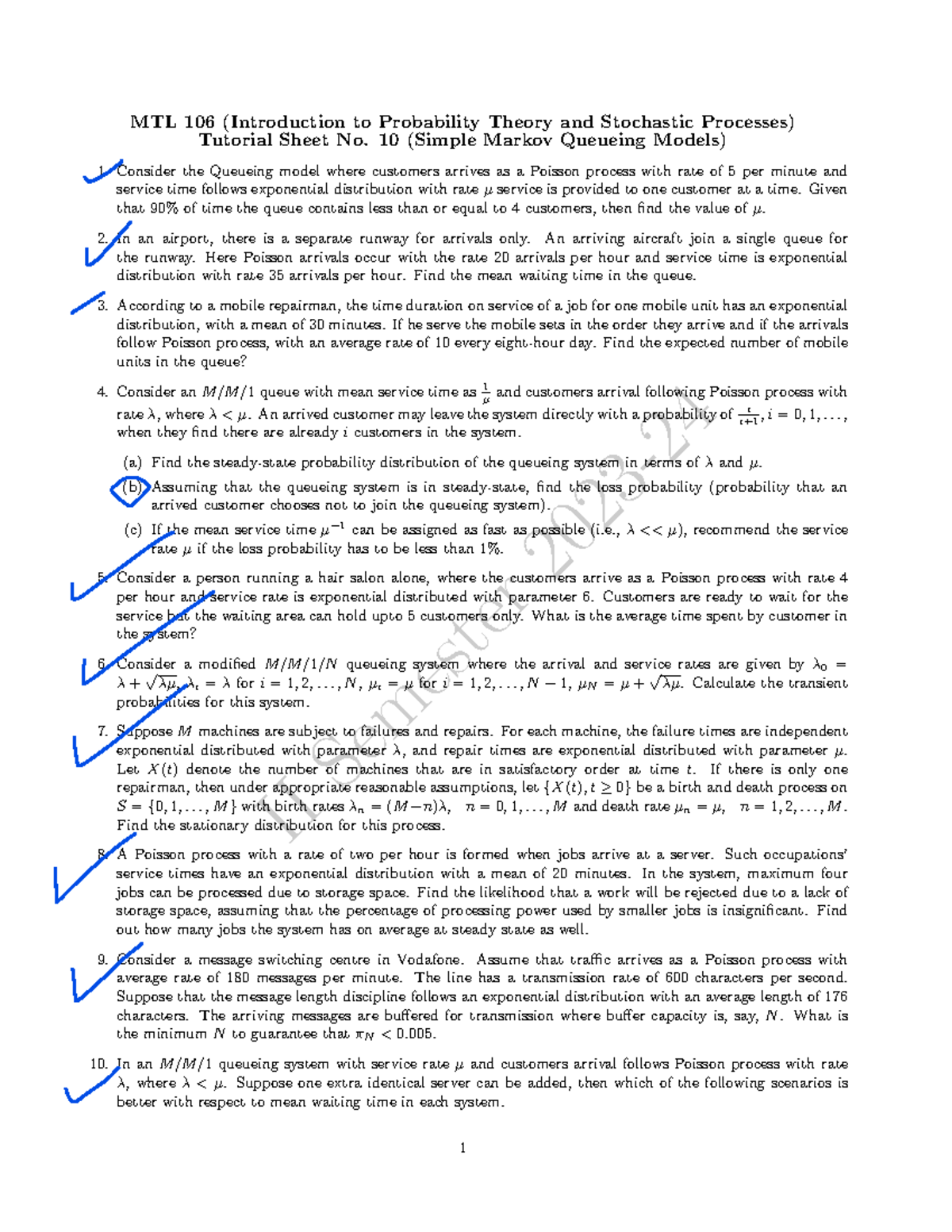 Tutsheet 10new - Tutorials - II Semester 2023- MTL 106 (Introduction to Probability Theory and ...