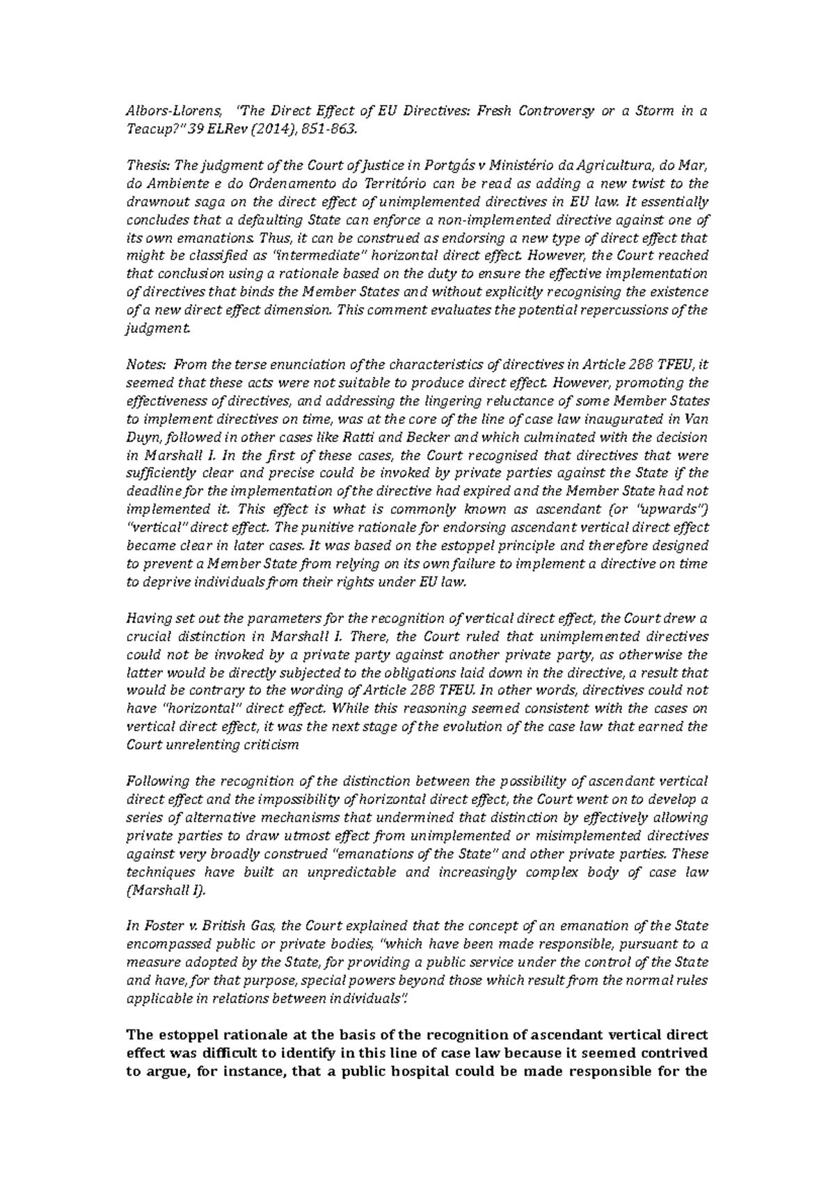 The Direct Effect of EU Directives- Fresh Controversy or a Storm in a ...