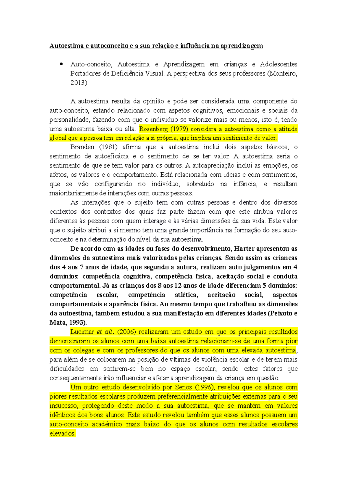 Autoestima e autoconceito e a sua relação e influência na aprendizagem ...