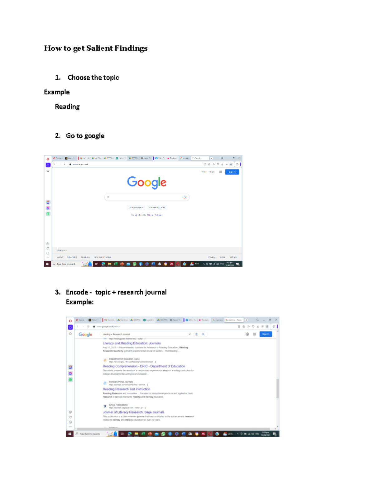 How to get Salient Findings - BS Accountancy - Choose the topic Example ...