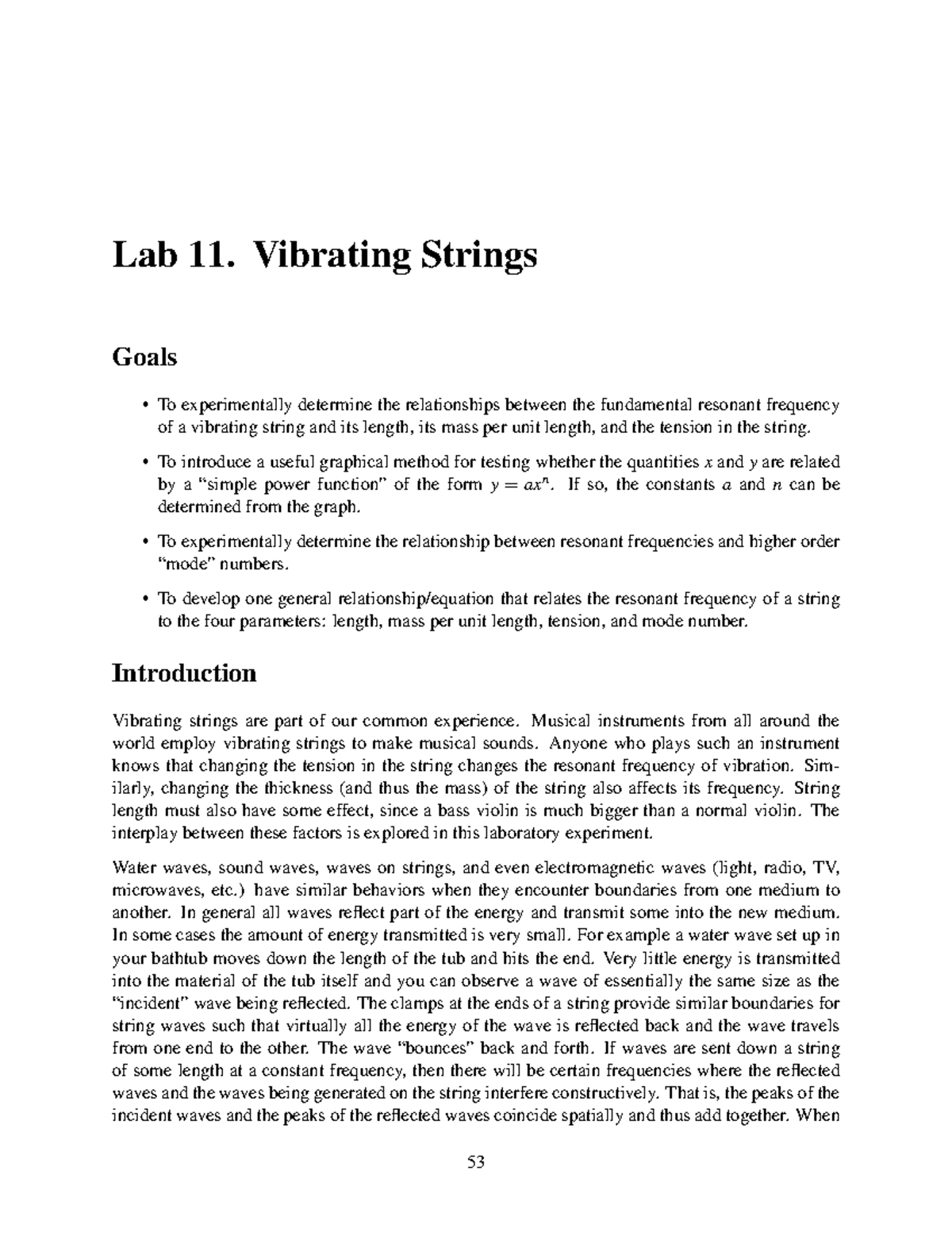 101-11Vibrating-Strings Sp 17 - Lab 11. Vibrating Strings Goals To experimentally determine the ...