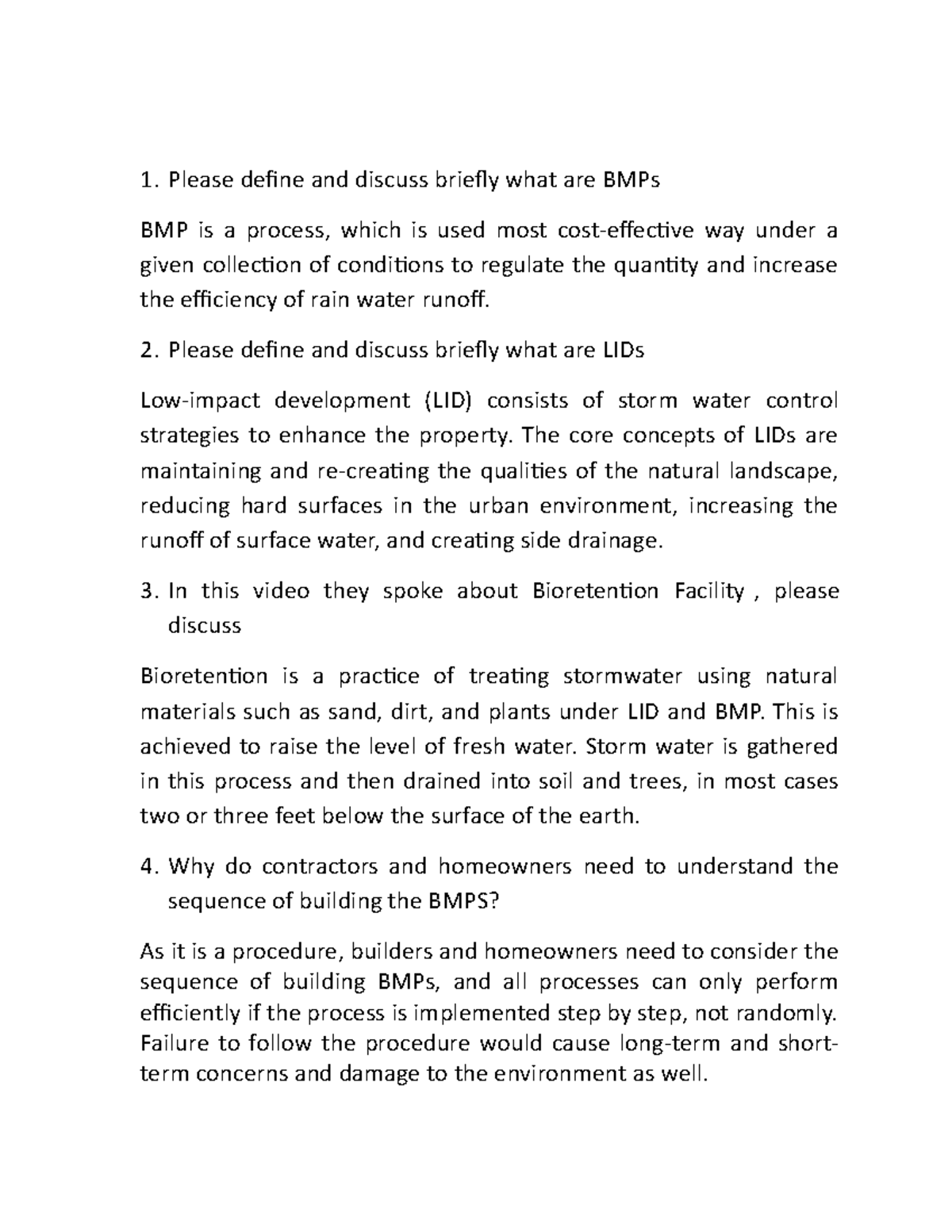 BMP and LID - Erosion & sediment control assignment notes - workbook ...