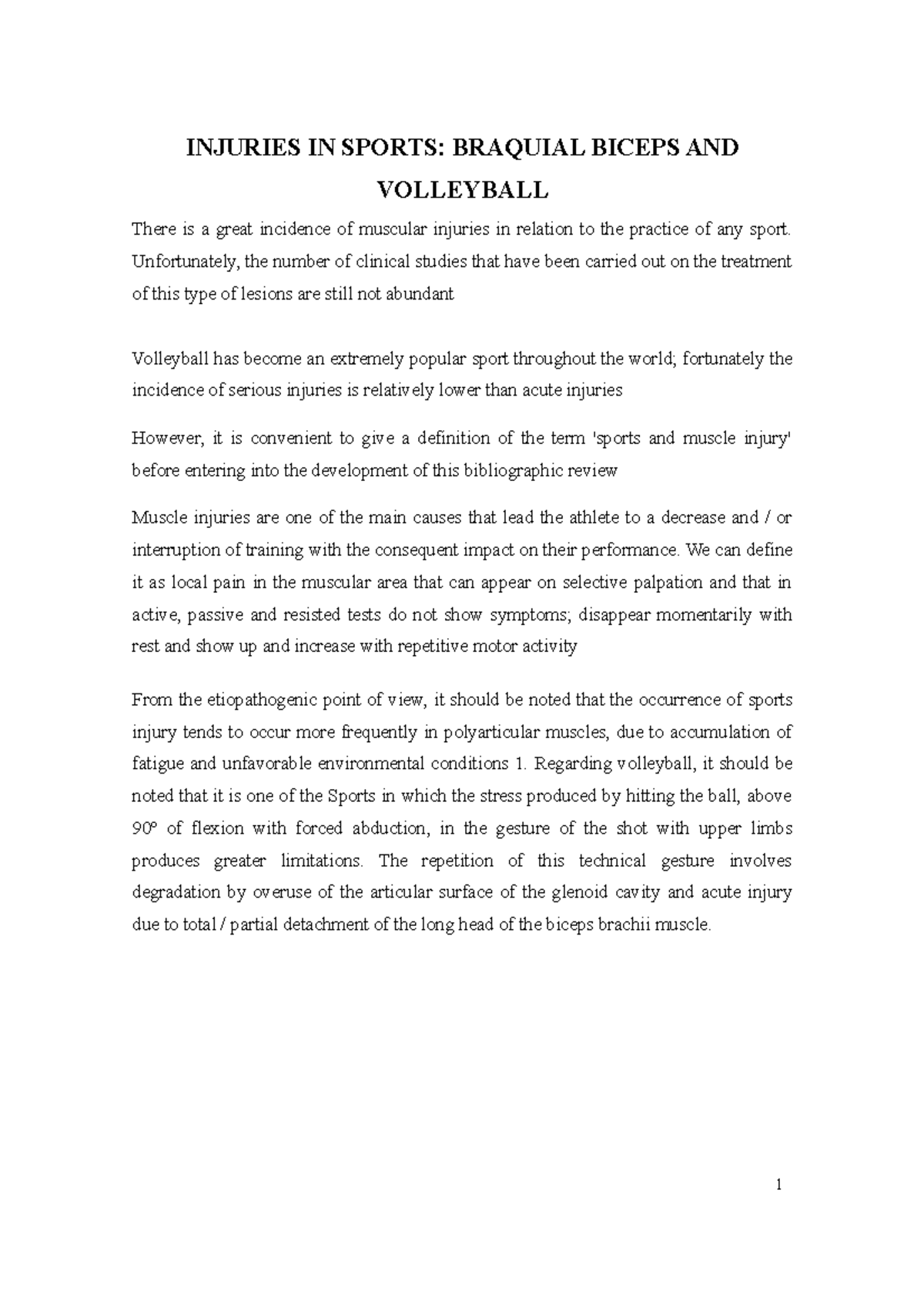 Injuries IN Sports Braquial Biceps AND Volleyball - INJURIES IN SPORTS ...