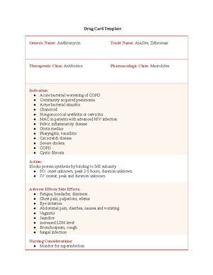 Drug card furosemide - HSC204 - Studocu